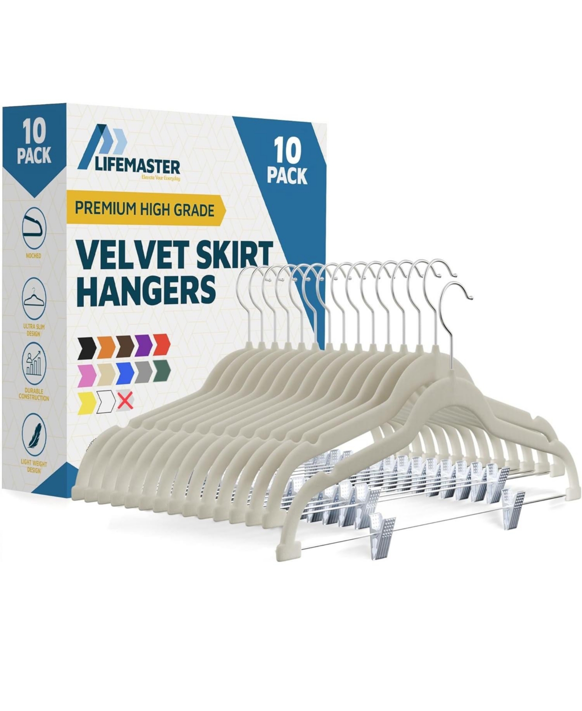 Click here for Lifemaster Velvet Skirt Hangers  Adjustable Clips... prices