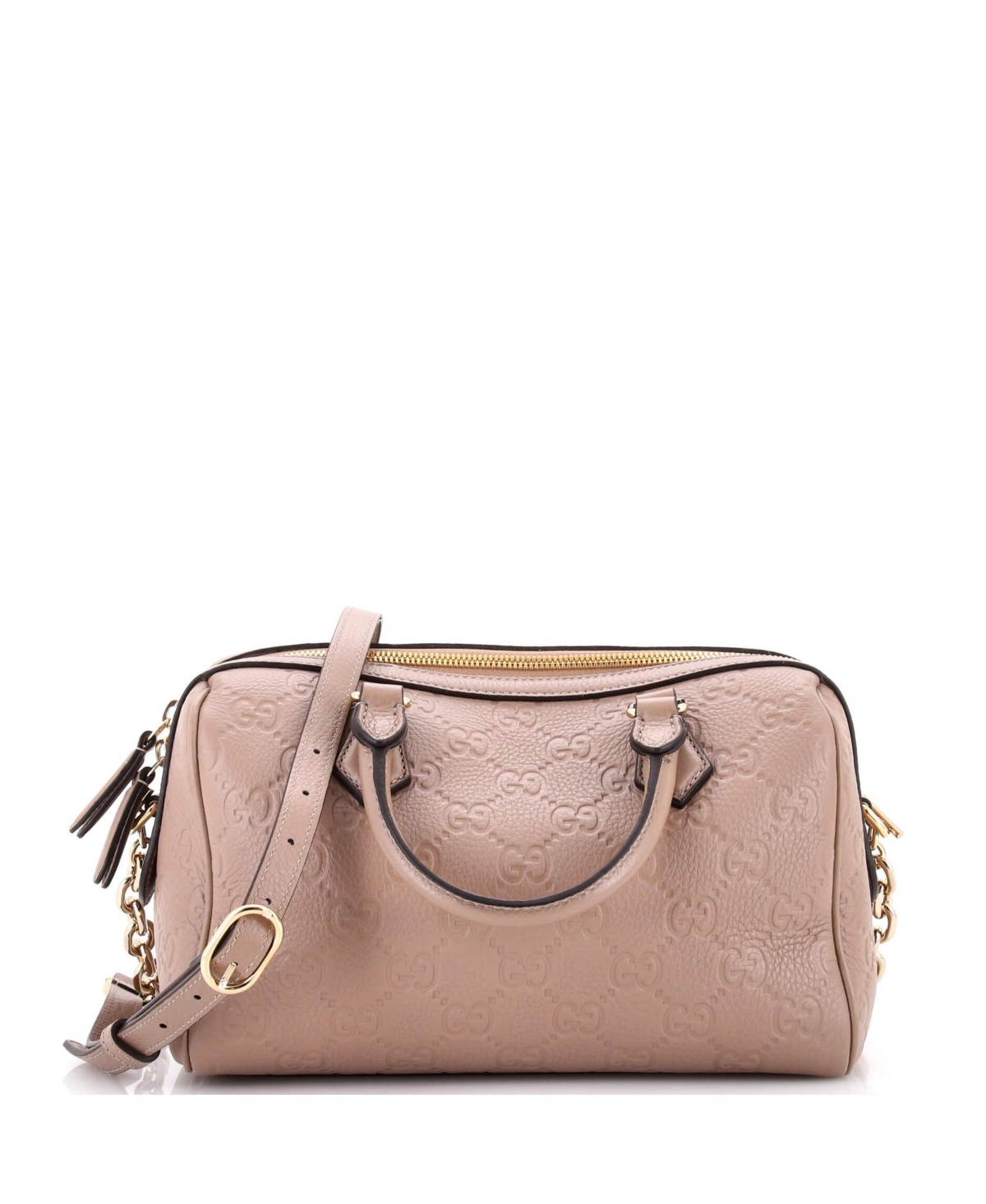 Click here for Pre-Owned Gucci Medium Emblem Boston Bag Gg Emboss... prices