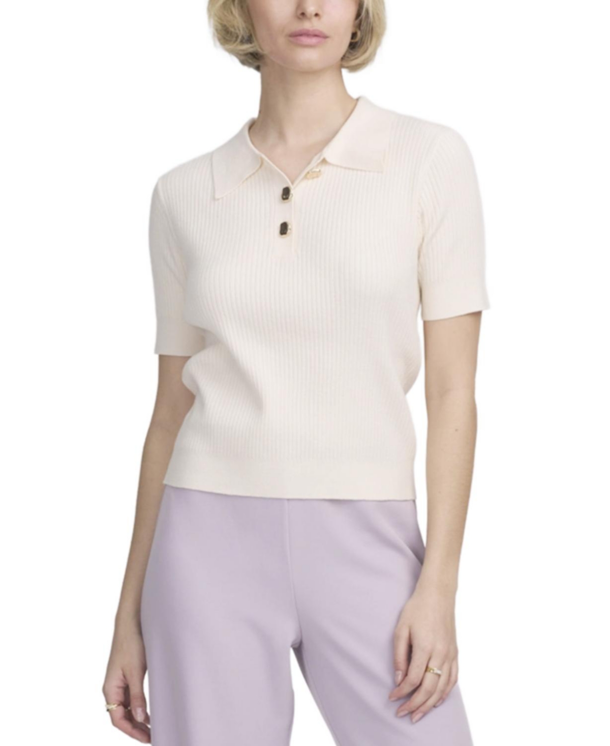 Click here for Elle Collection Womens Fine Gauge Ribbed Short Sle... prices