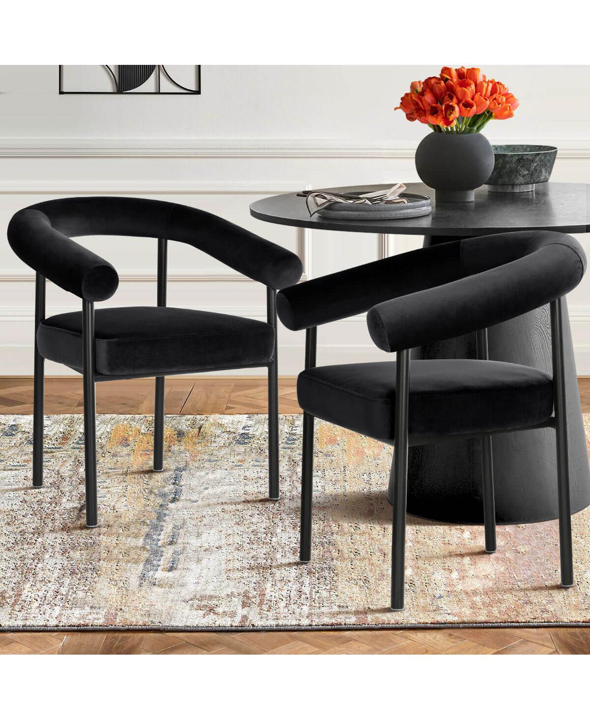 Click here for Maison Boucle Set of 2 Velvet Upholstered Dining A... prices
