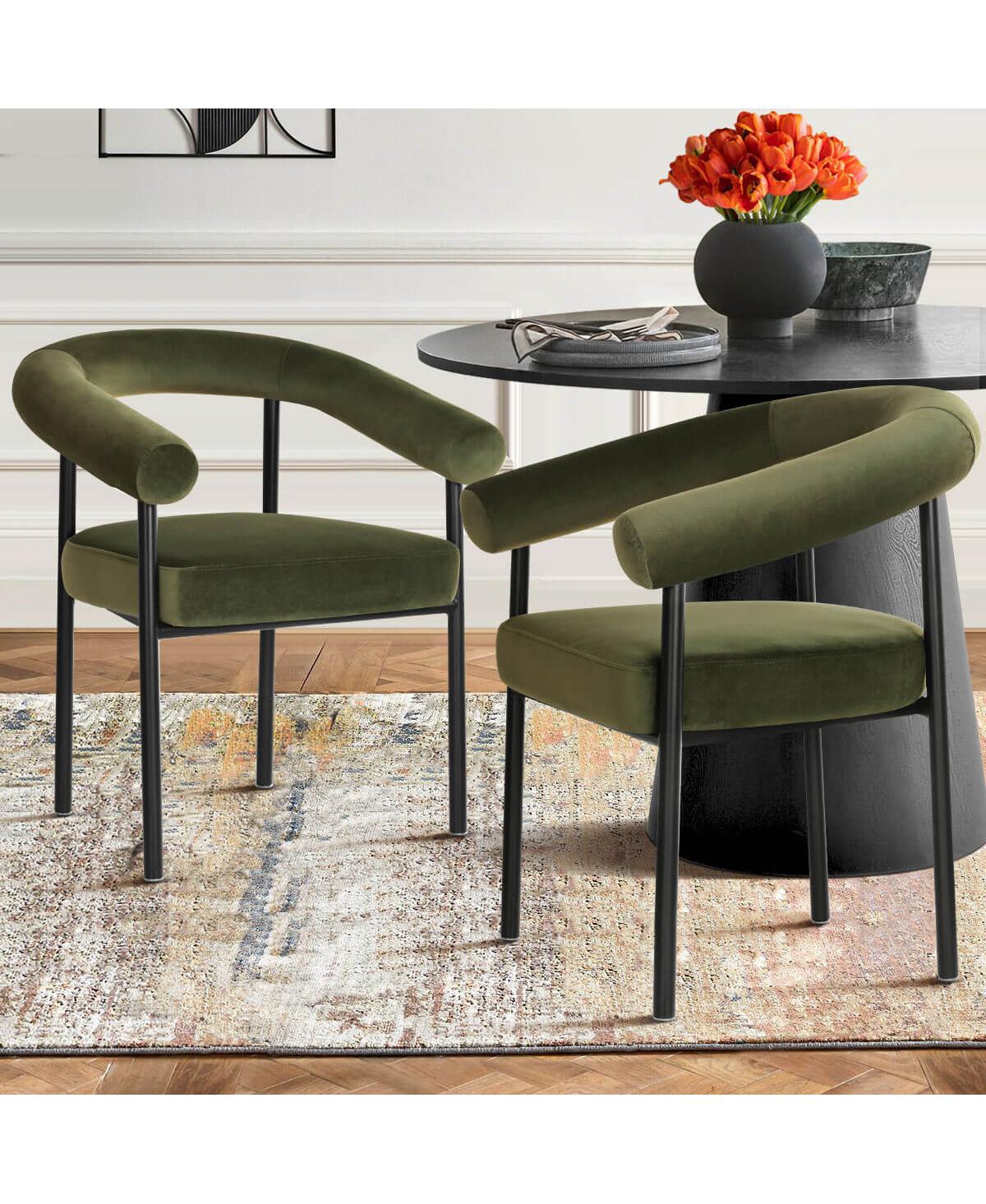 Click here for Maison Boucle Set of 2 Velvet Upholstered Dining A... prices