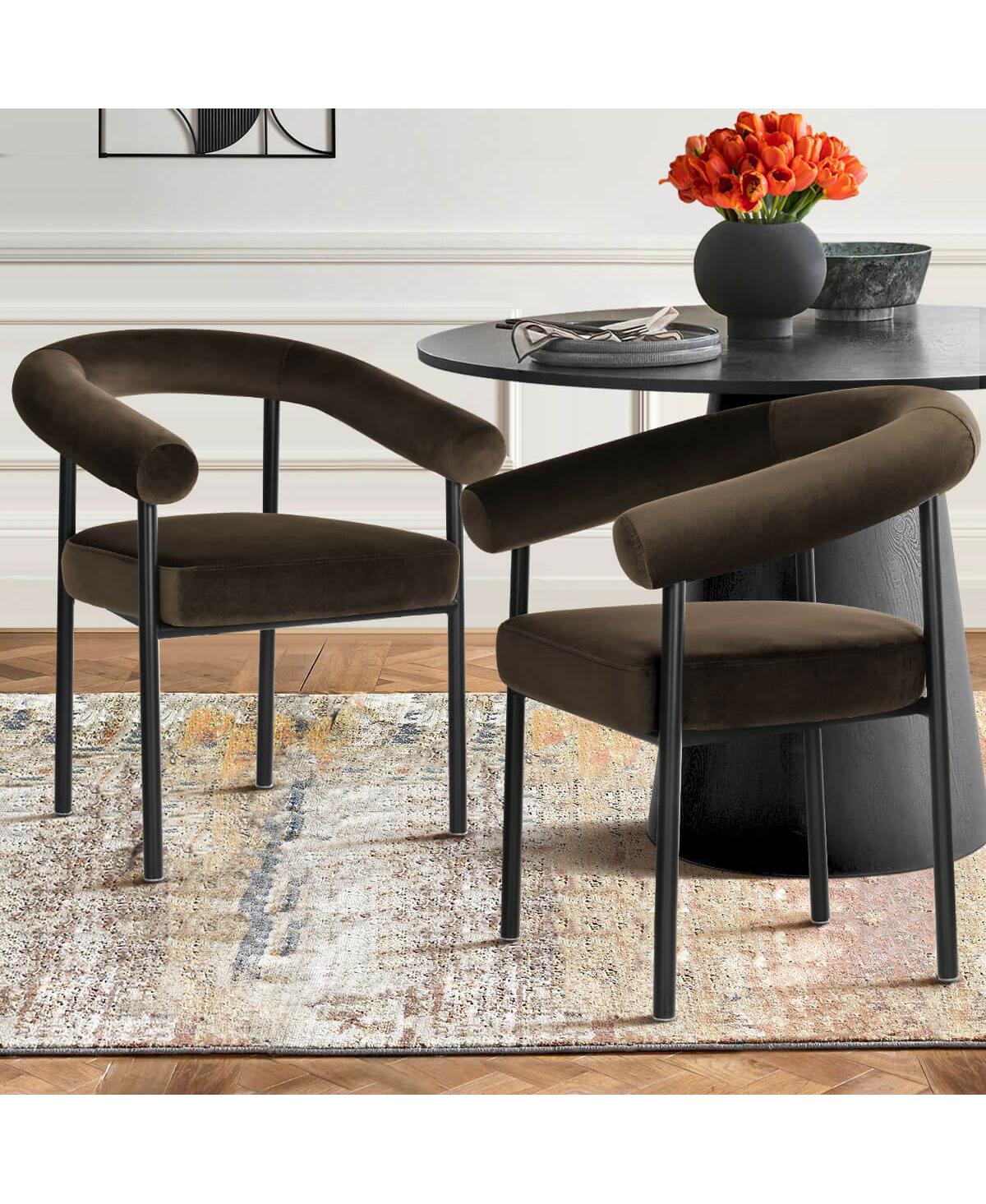 Click here for Maison Boucle Set of 2 Velvet Upholstered Dining A... prices