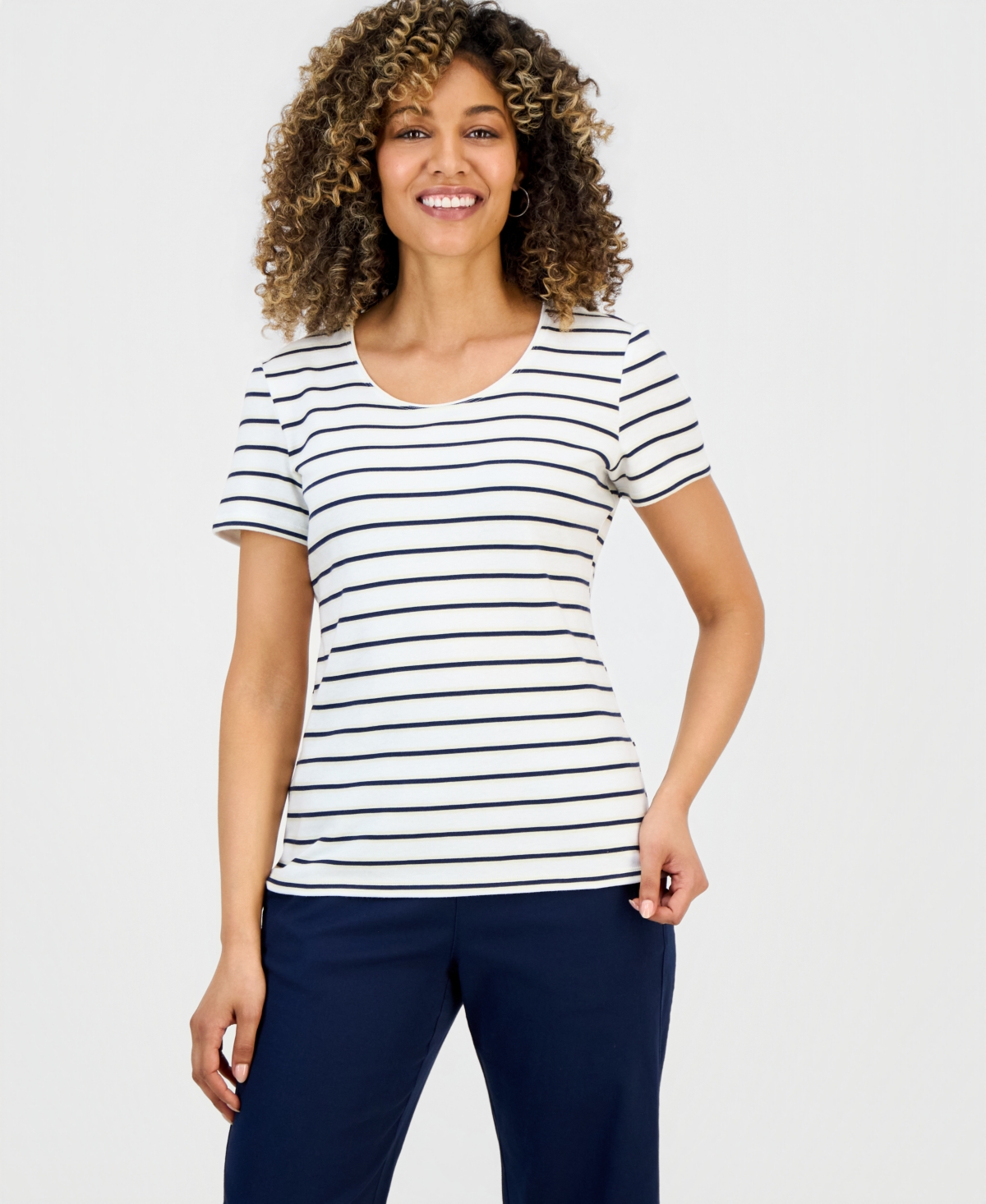 Click here for Style & Co Petite Scoop-Neck Short-Sleeve Top  Mac... prices