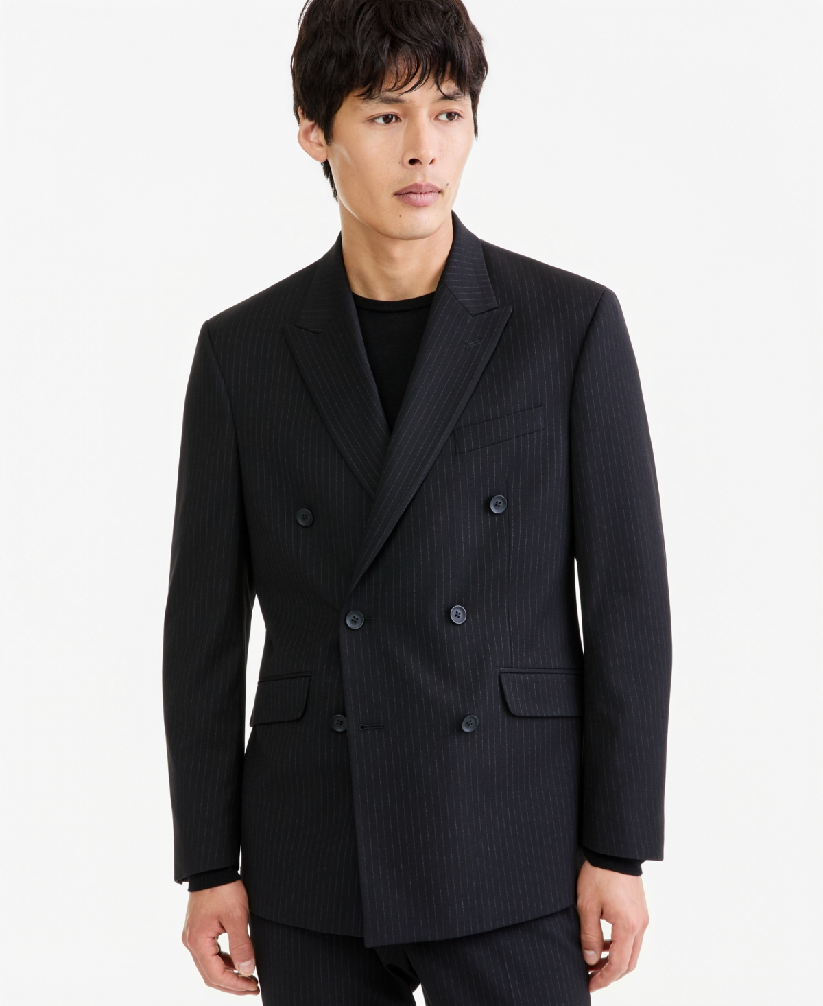 Click here for Kenneth Cole Reaction Mens Black Pinstripe Slim Te... prices