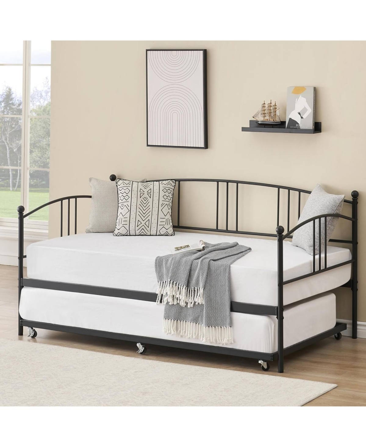 Click here for gaomon Twin Metal Daybed with Trundle  Pullout Tru... prices