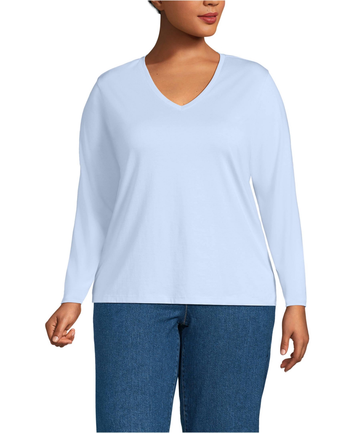 Click here for Lands End Plus Size Relaxed Supima Cotton Long Sle... prices