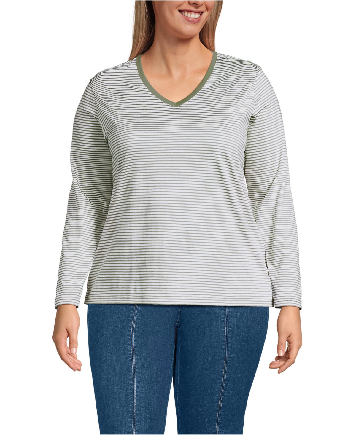 Click here for Lands End Plus Size Relaxed Supima Cotton Long Sle... prices