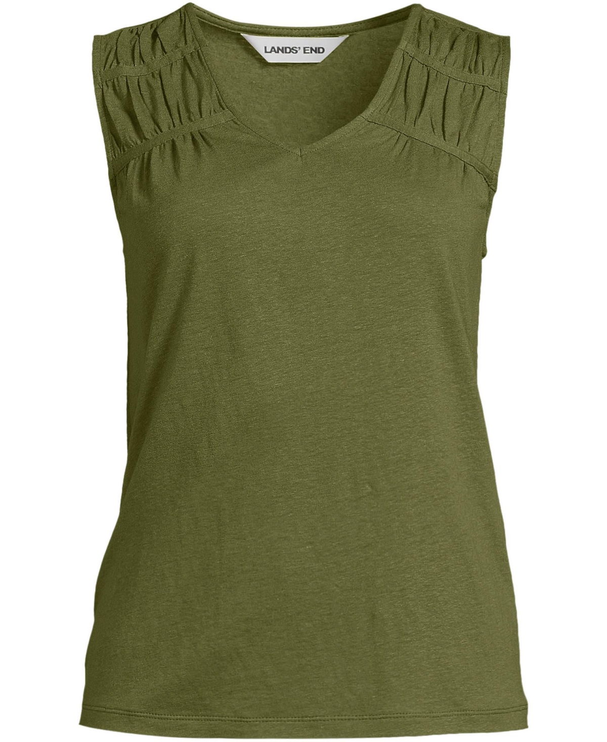 Click here for Lands End Plus Size Linen Blend Smocked Flowy Tank... prices