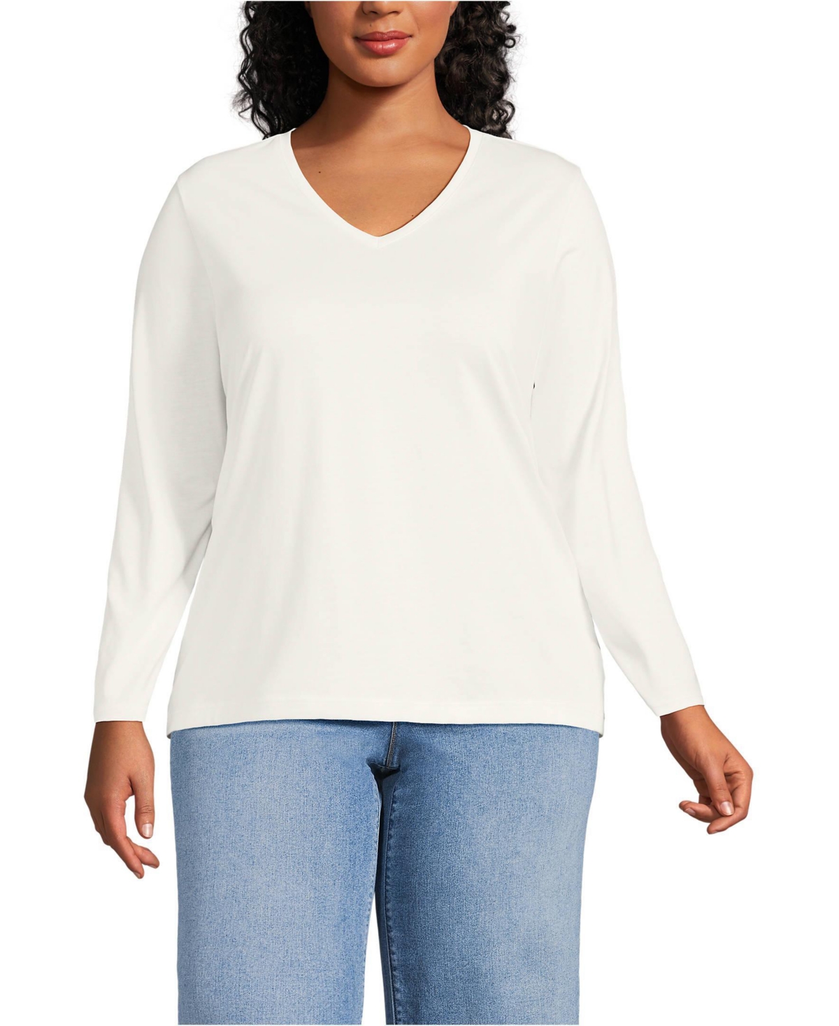 Click here for Lands End Plus Size Relaxed Supima Cotton Long Sle... prices