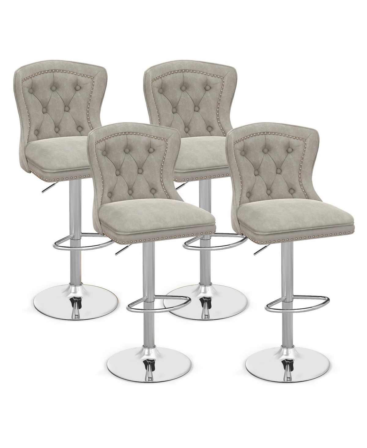 Click here for Gymax 4 Pcs Dutch Velvet Bar Stool w/ Footrest Ele... prices