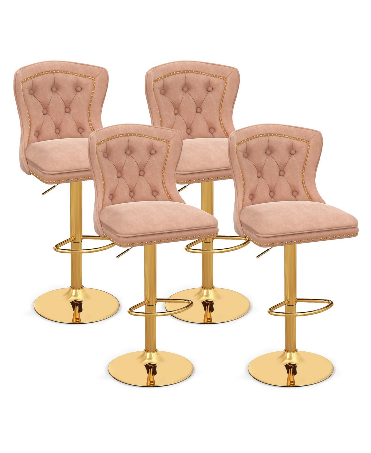 Click here for Gymax 4 Pcs Dutch Velvet Bar Stool w/ Footrest Ele... prices