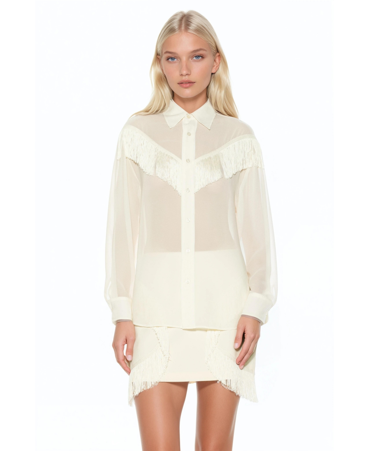 Click here for Alexia Admor Womens Kairos Oversized Fringe Shirt... prices
