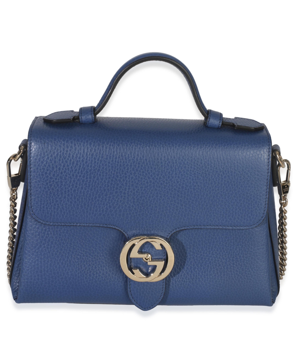 Click here for Pre-Owned Gucci Blue Dollar Calfskin Small Interlo... prices