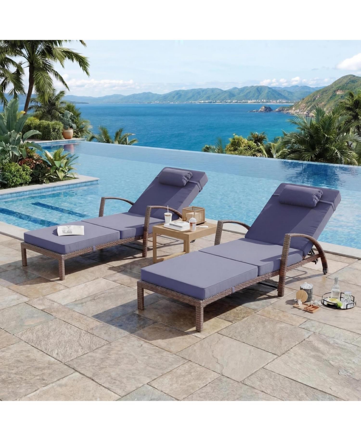 Click here for gaomon Set of 2 Patio Chaise Loungers  5-Position... prices