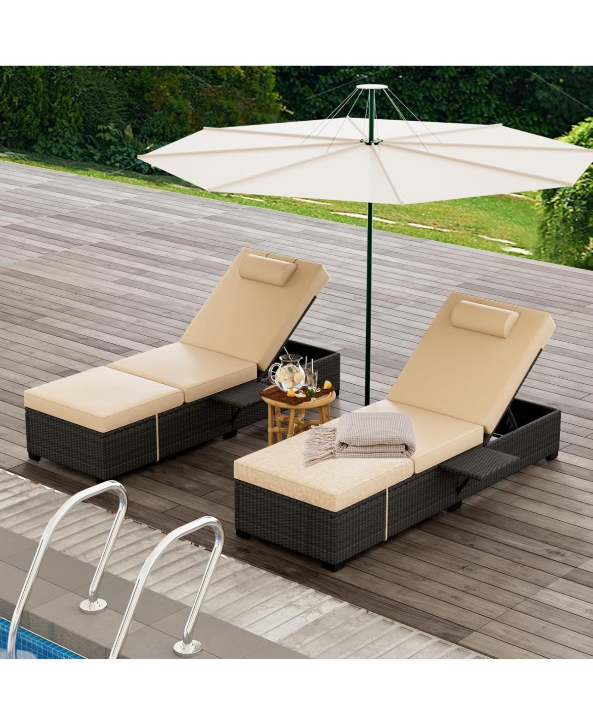 Click here for gaomon Set of 2 Patio Chaise Lounge Chairs  Adjust... prices
