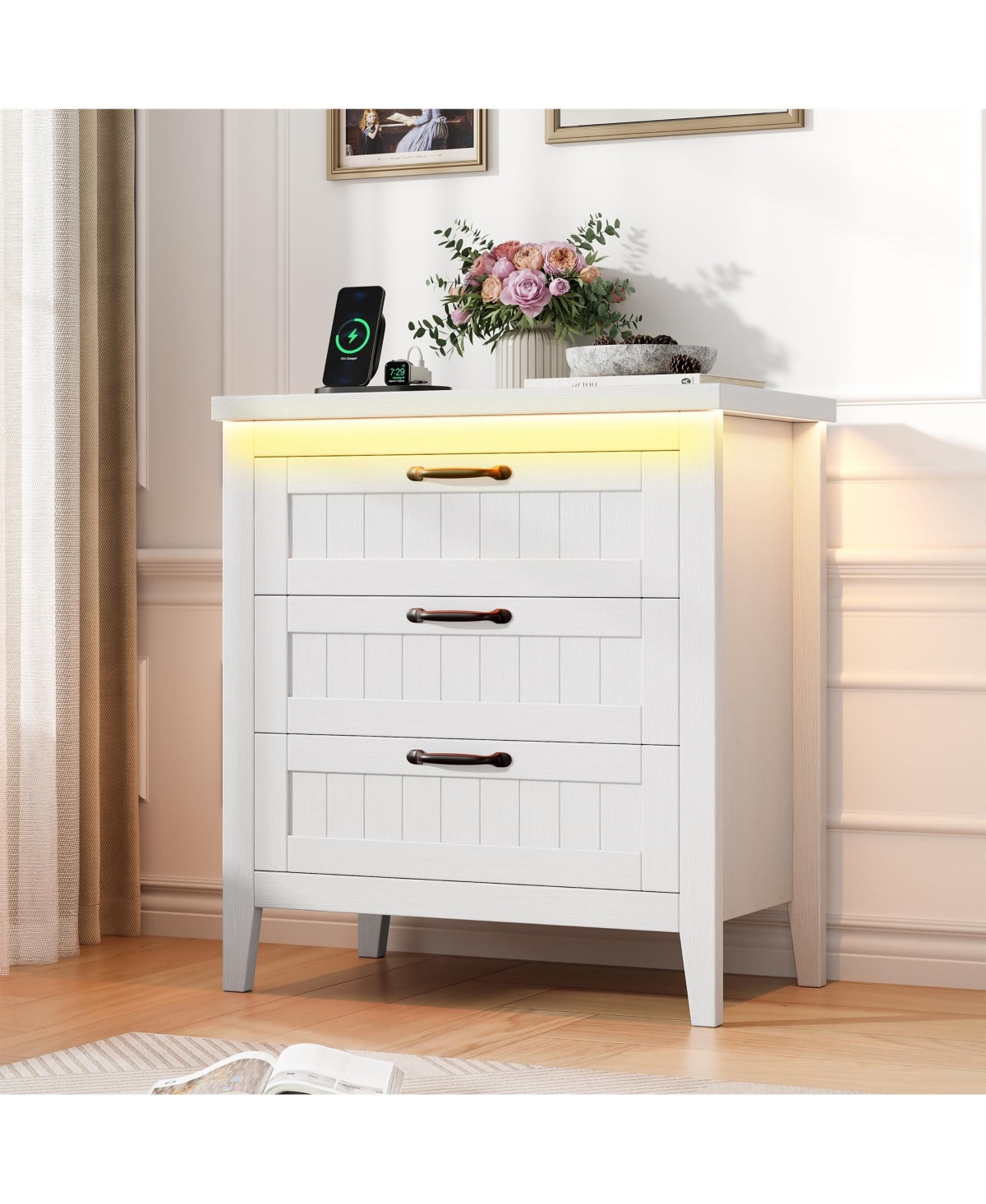 Click here for gaomon Farmhouse Drawer Dresser with Charging Stat... prices