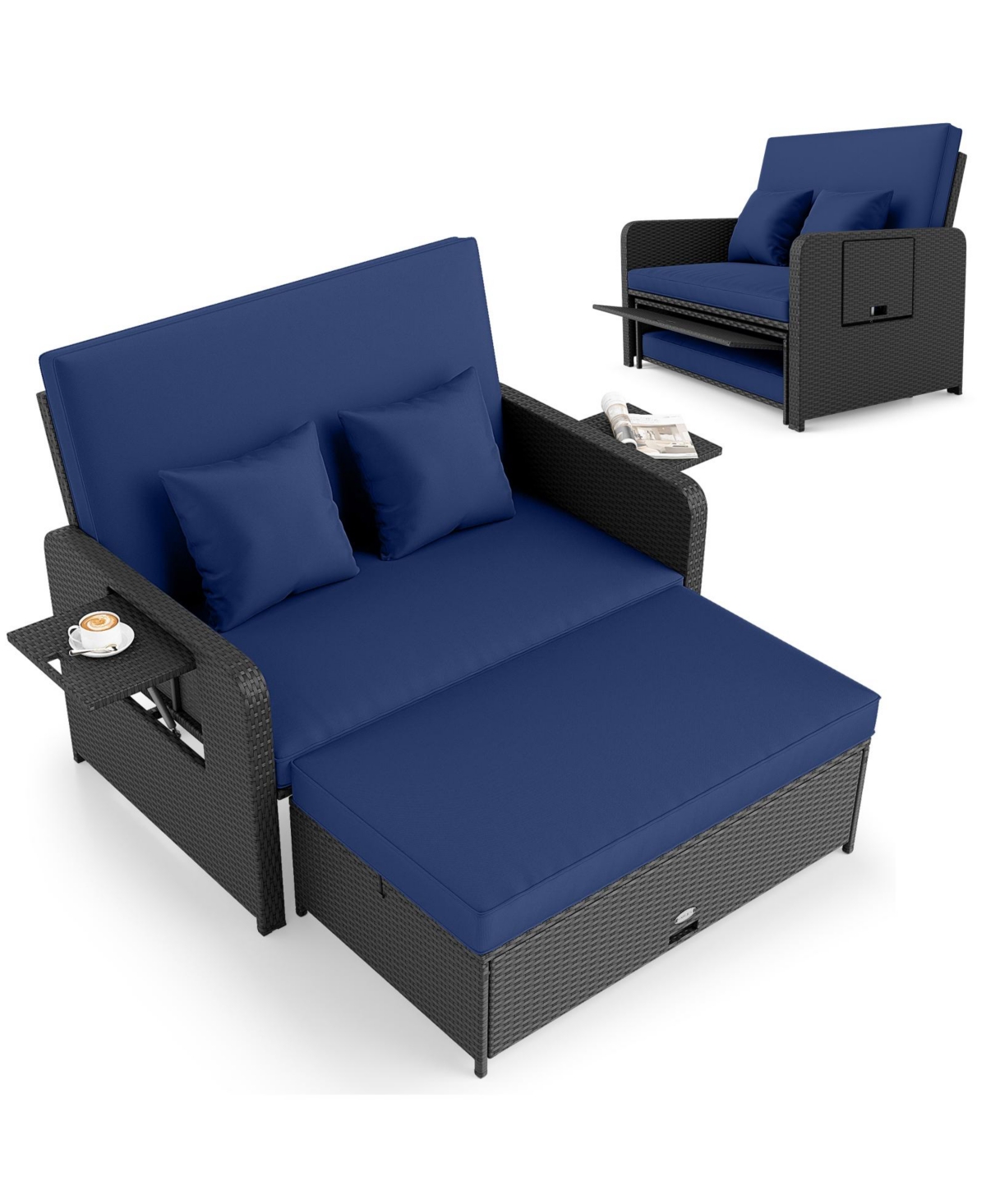 Click here for Sugift Pe Wicker Outdoor Daybed with Adjustable Ba... prices