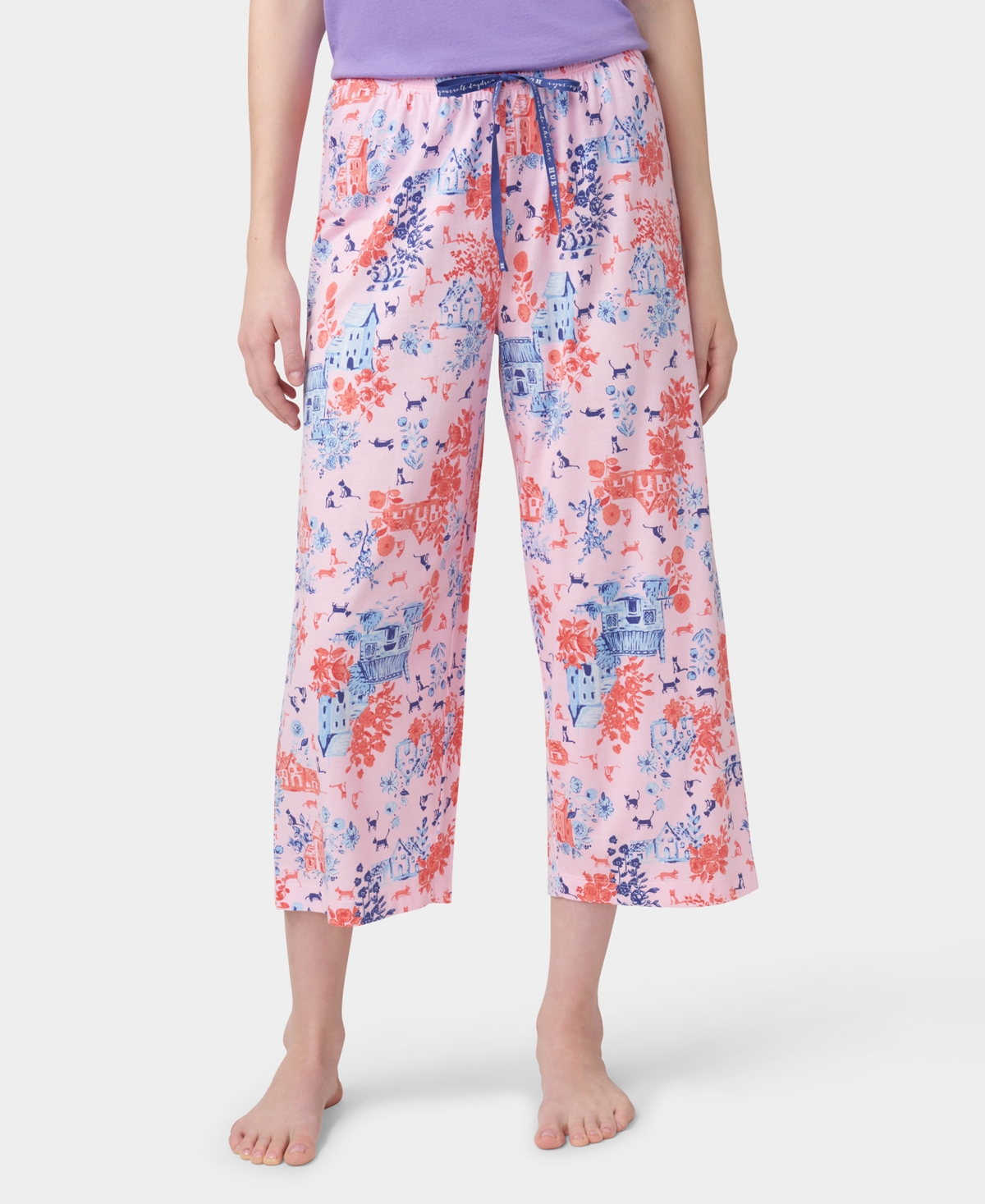 Click here for Hue Womens Printed Capri Mid-Rise Pants - Pink-a-b... prices