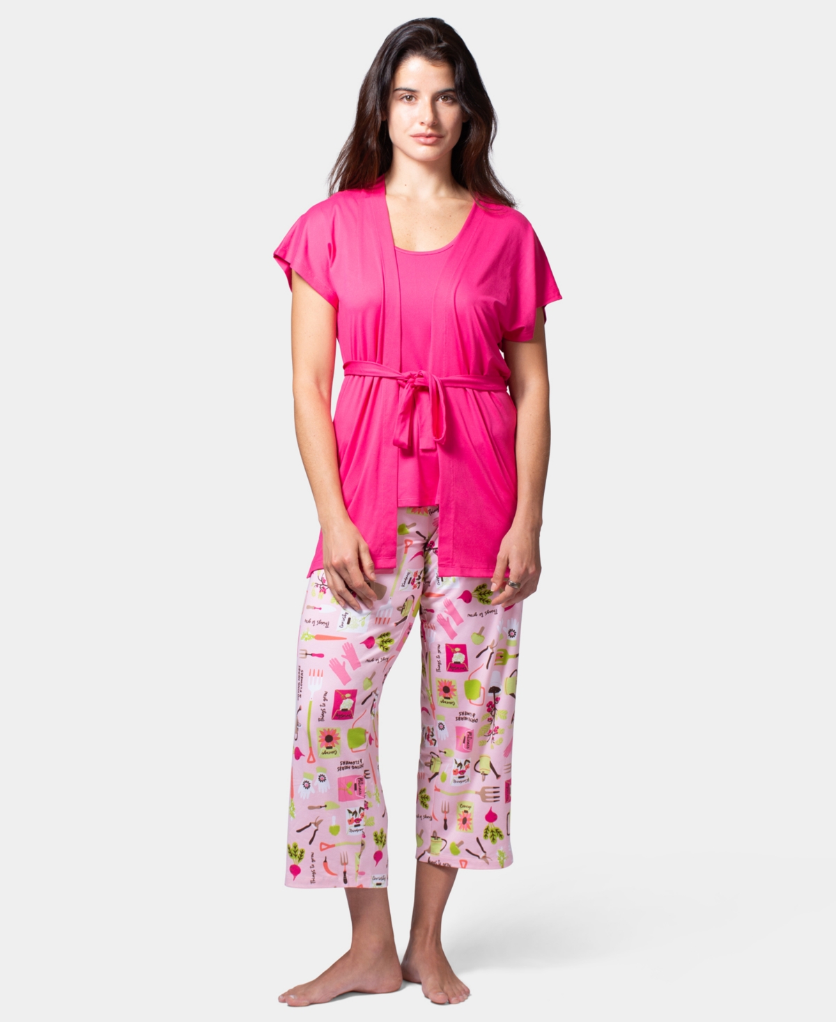 Click here for Hue Womens Mama Jama 3 Piece Pj Set - Beetroot Pin... prices