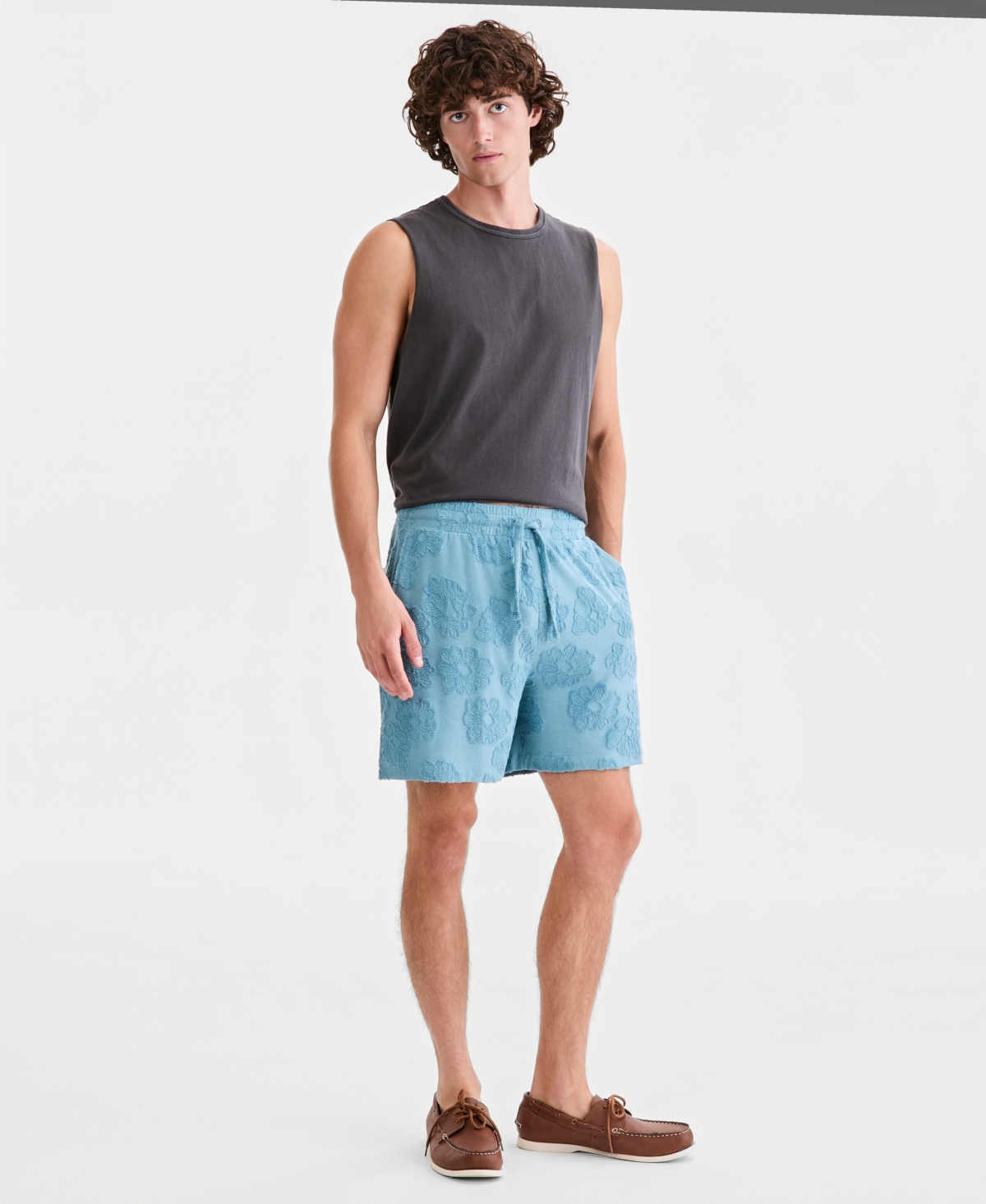 Click here for Sun + Stone Mens Textured Floral Pull-On Shorts  M... prices