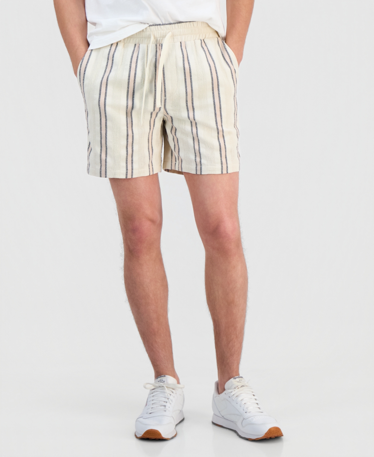 Click here for Sun + Stone Mens Chester Cotton Striped 6 Pull-On... prices