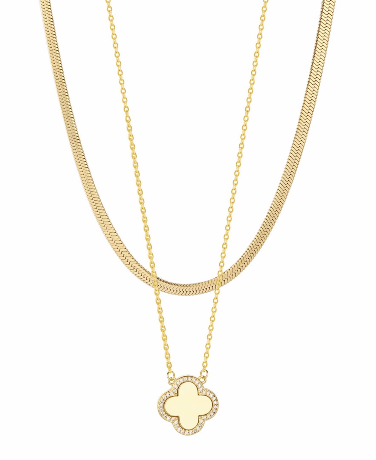 Click here for Adornia Gold 2-Piece Clover Pendant and Chain Neck... prices