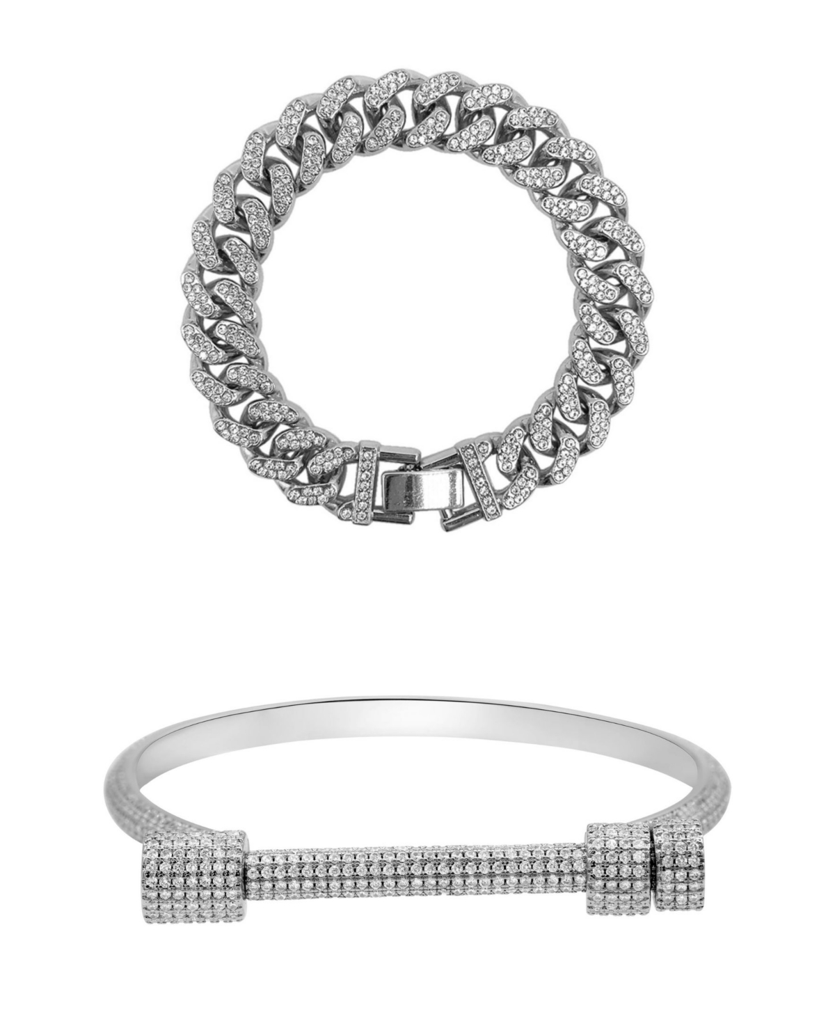 Click here for Adornia Silver 2-Piece Chunky Crystal Curb Chain a... prices
