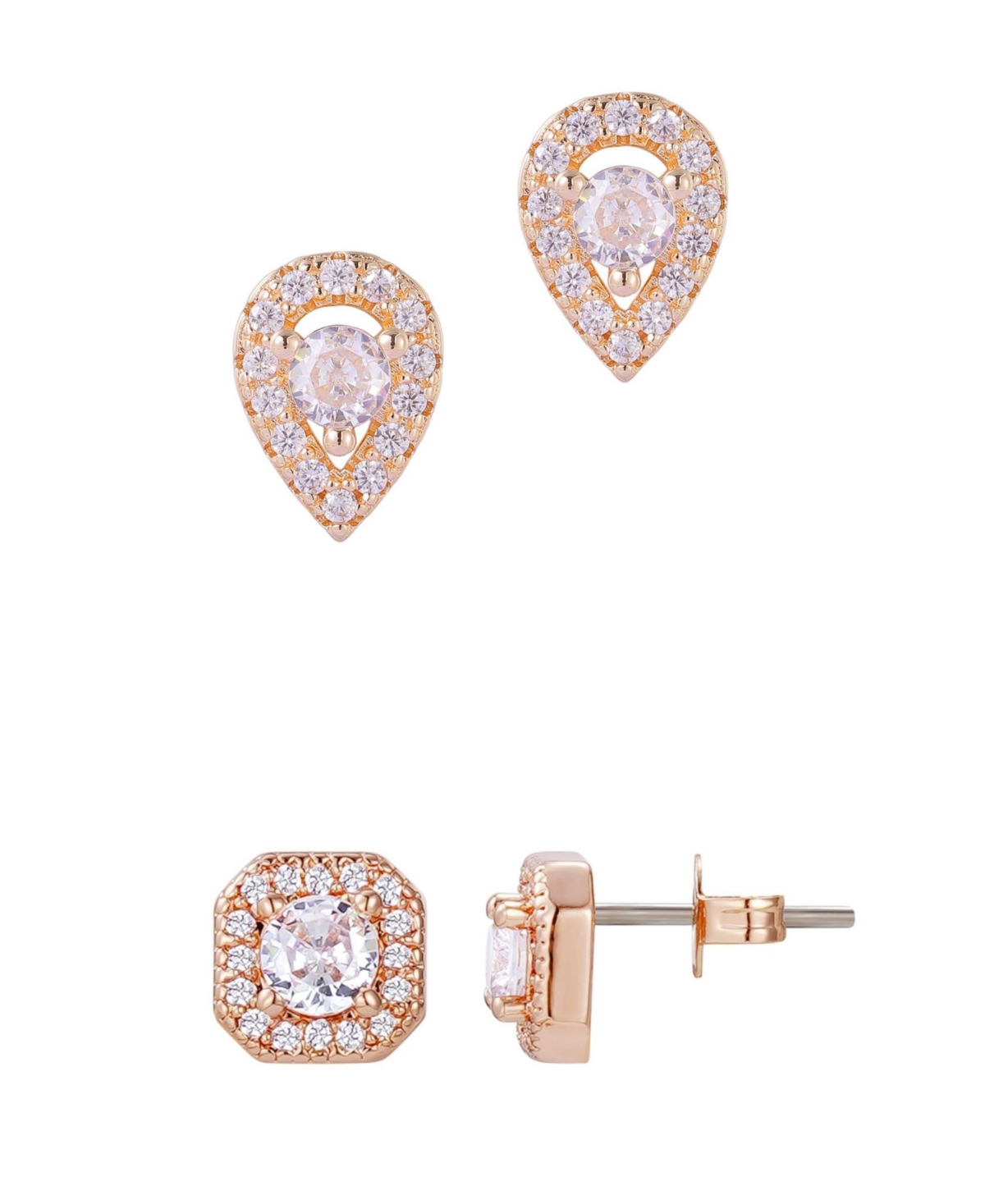 Click here for Adornia Crystal Rose Gold 2-Piece Halo Earring Set... prices
