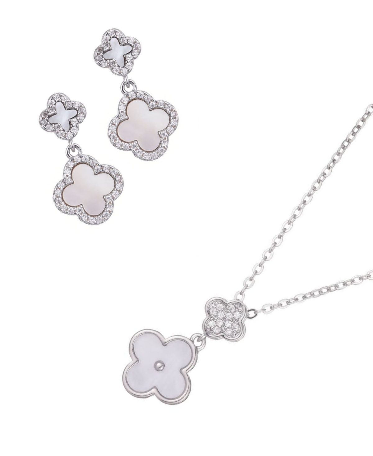 Click here for Adornia Mother of Pearl Silver 2-Piece Clover Set... prices