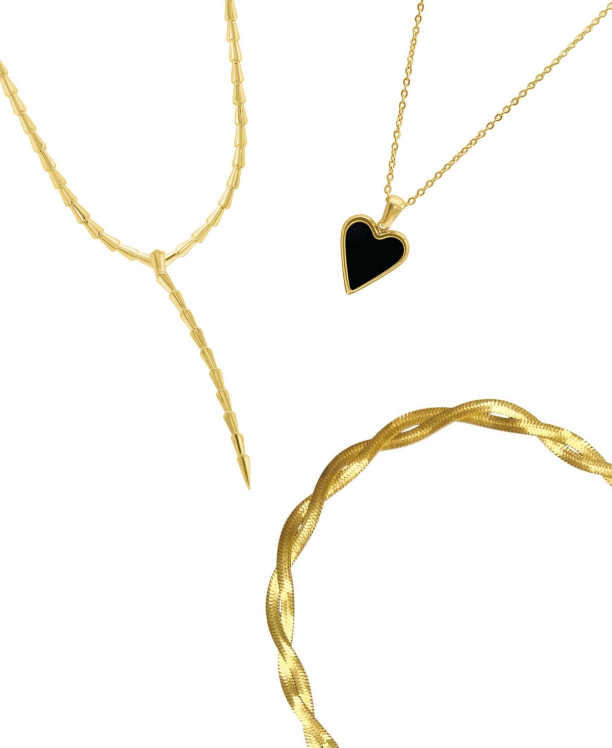 Click here for Adornia Gold 3-Piece Lariat  Herringbone Chain and... prices