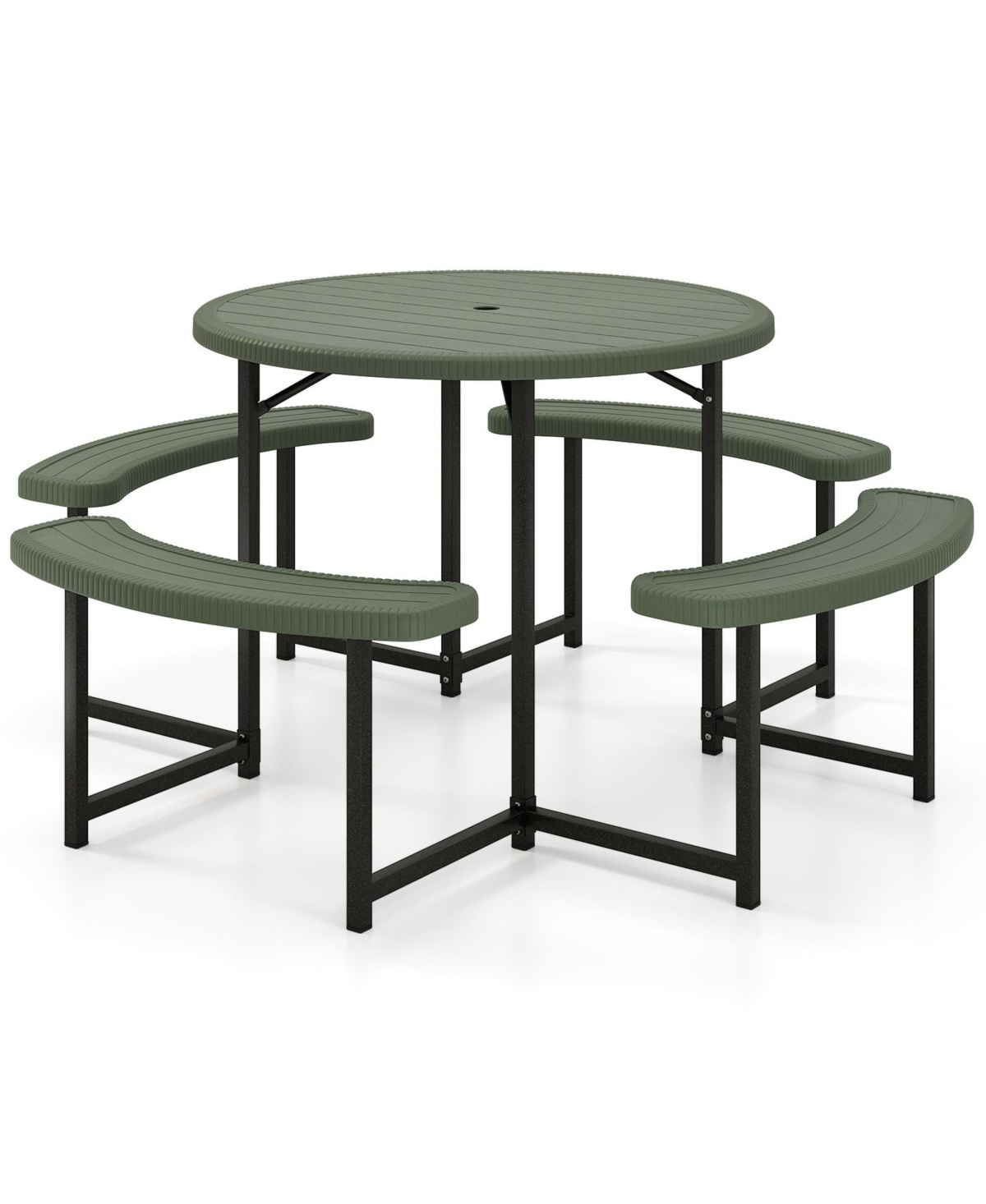 Click here for Sugift Round Picnic Table Bench Set with Four Benc... prices