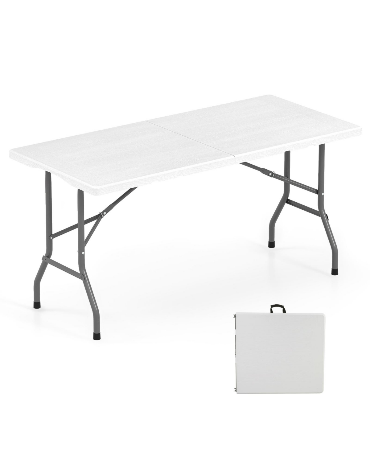 Click here for Sugift 5 ft Folding Picnic Table with Wood Grain H... prices