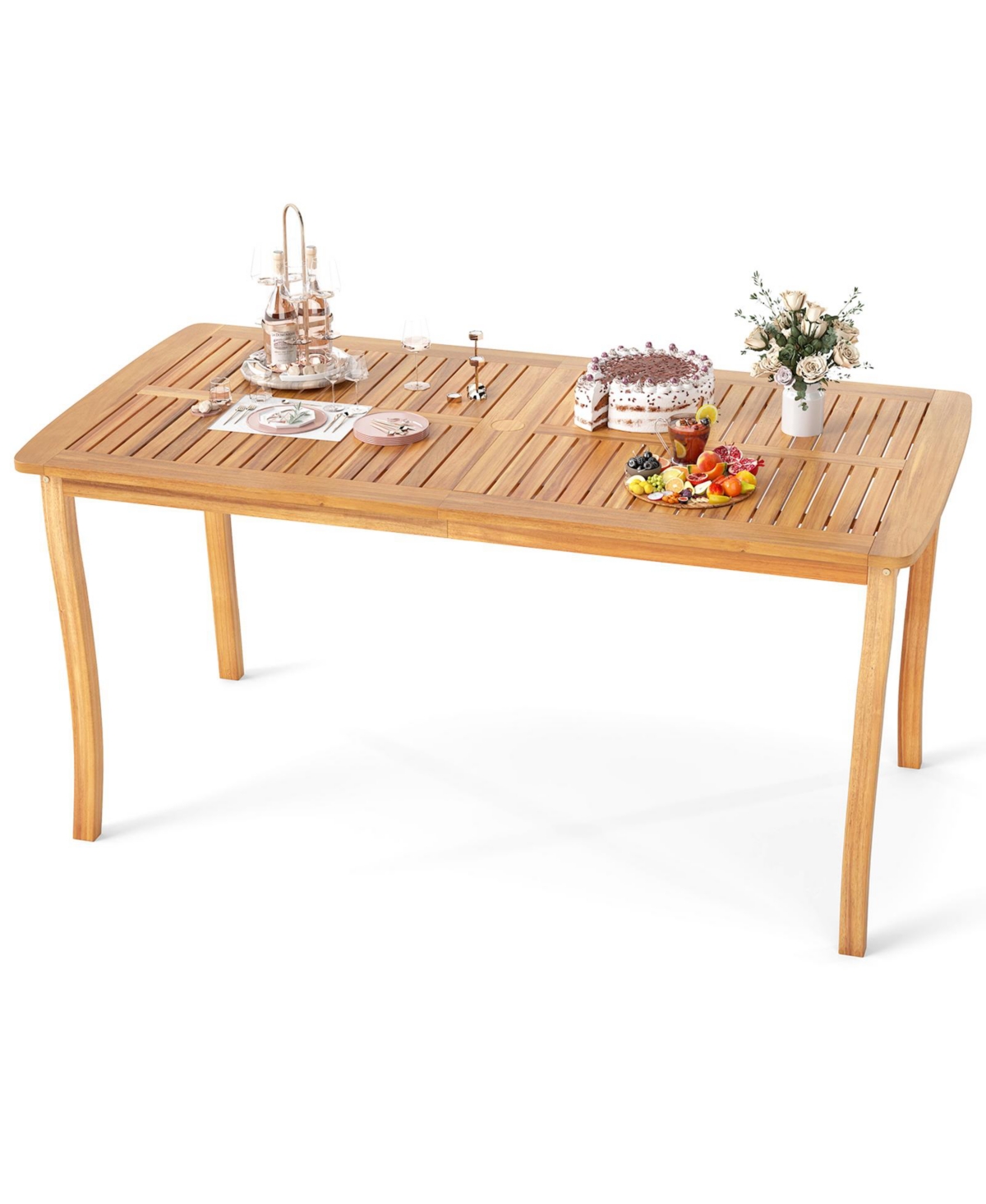 Click here for Sugift 63 in Outdoor Dining Table with Umbrella Ho... prices