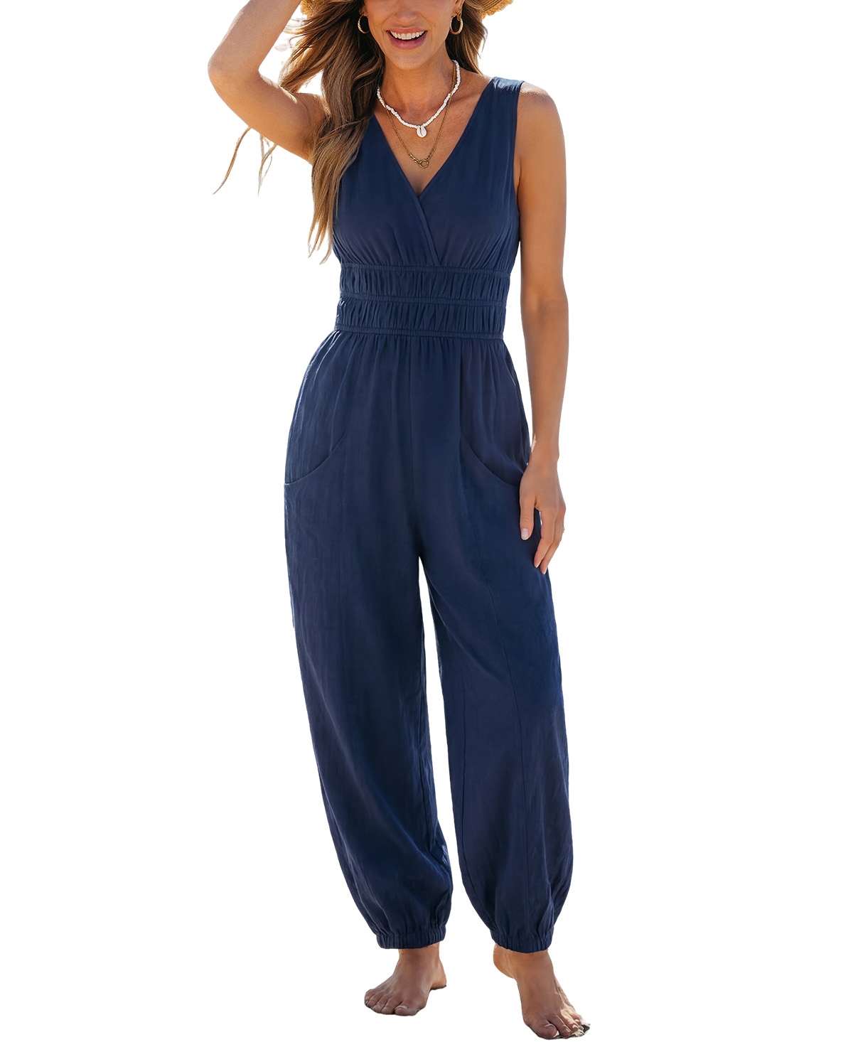 Click here for Cupshe Womens Fair Enough Jumpsuit - Dark blue prices