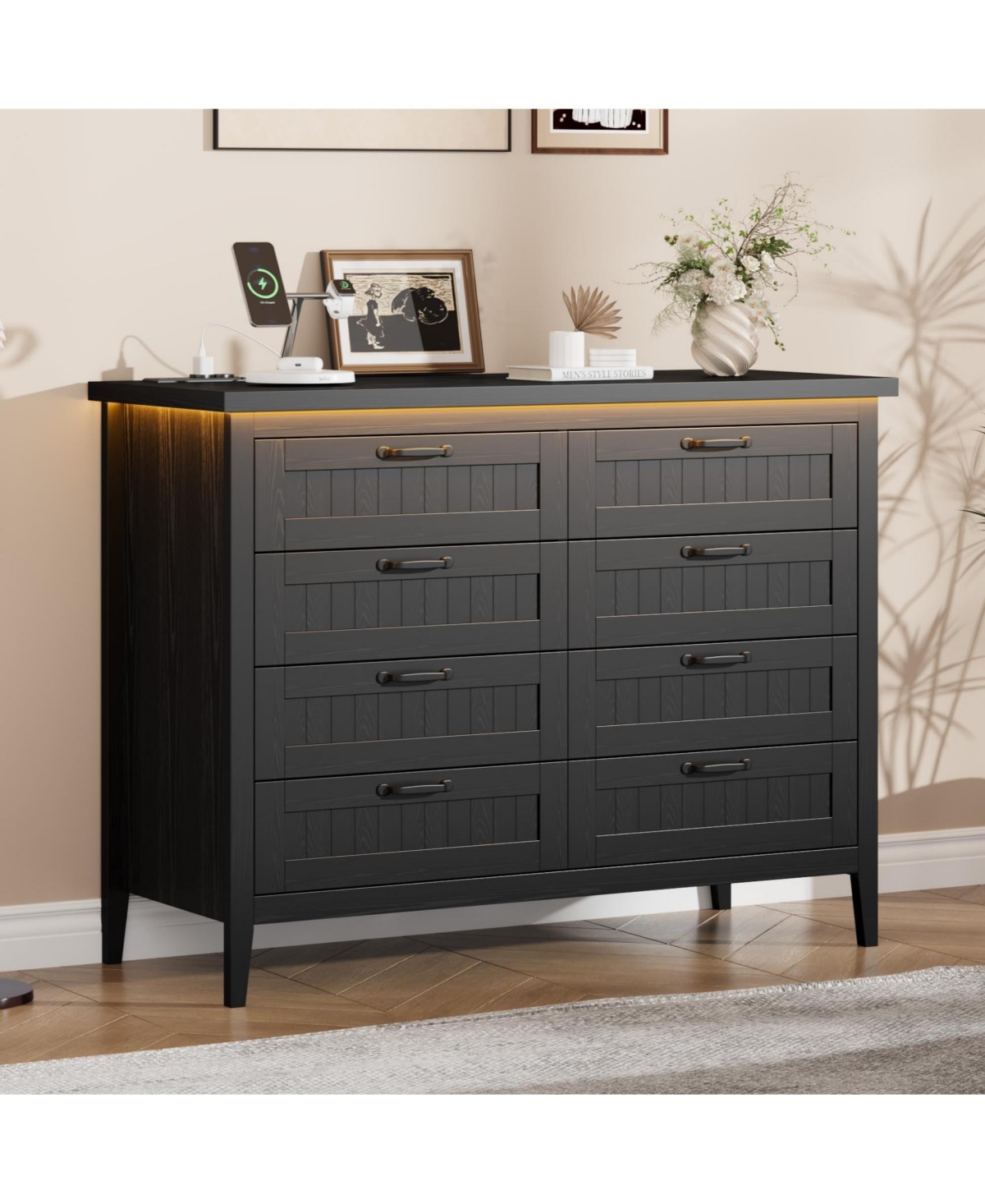 Click here for gaomon Farmhouse Drawer Dresser with Charging Stat... prices