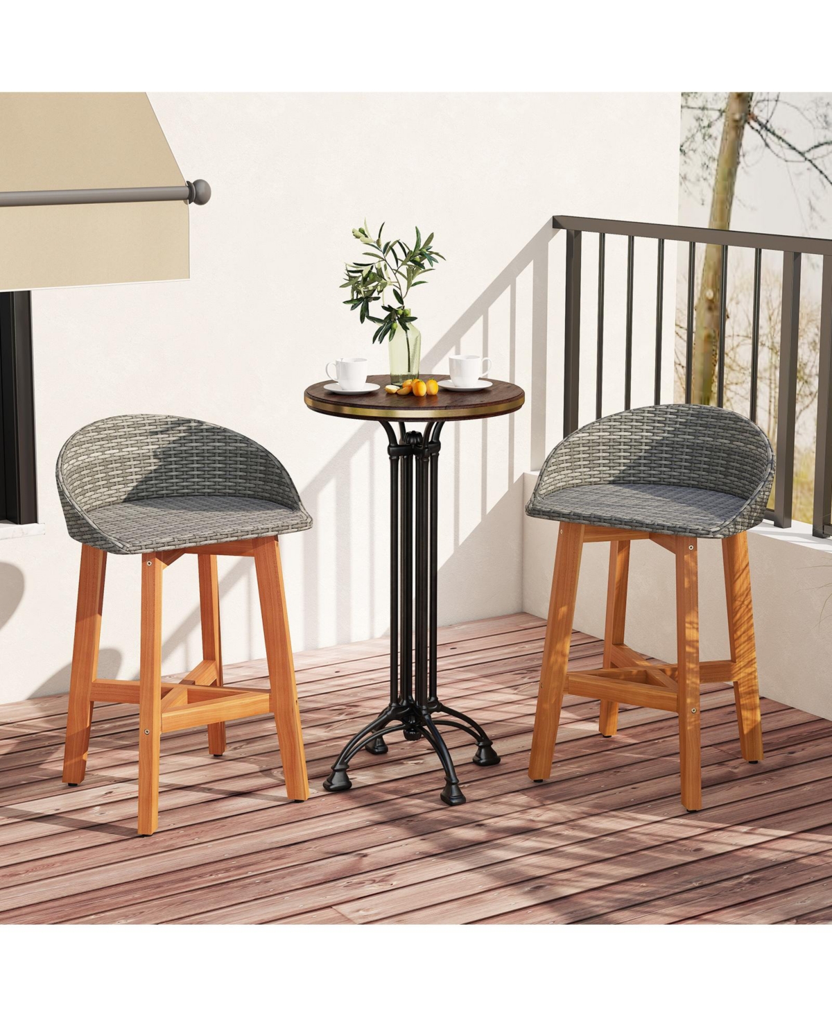 Click here for sumyeg Set of 2 Outdoor Faux Rattan Bar Chairs wit... prices