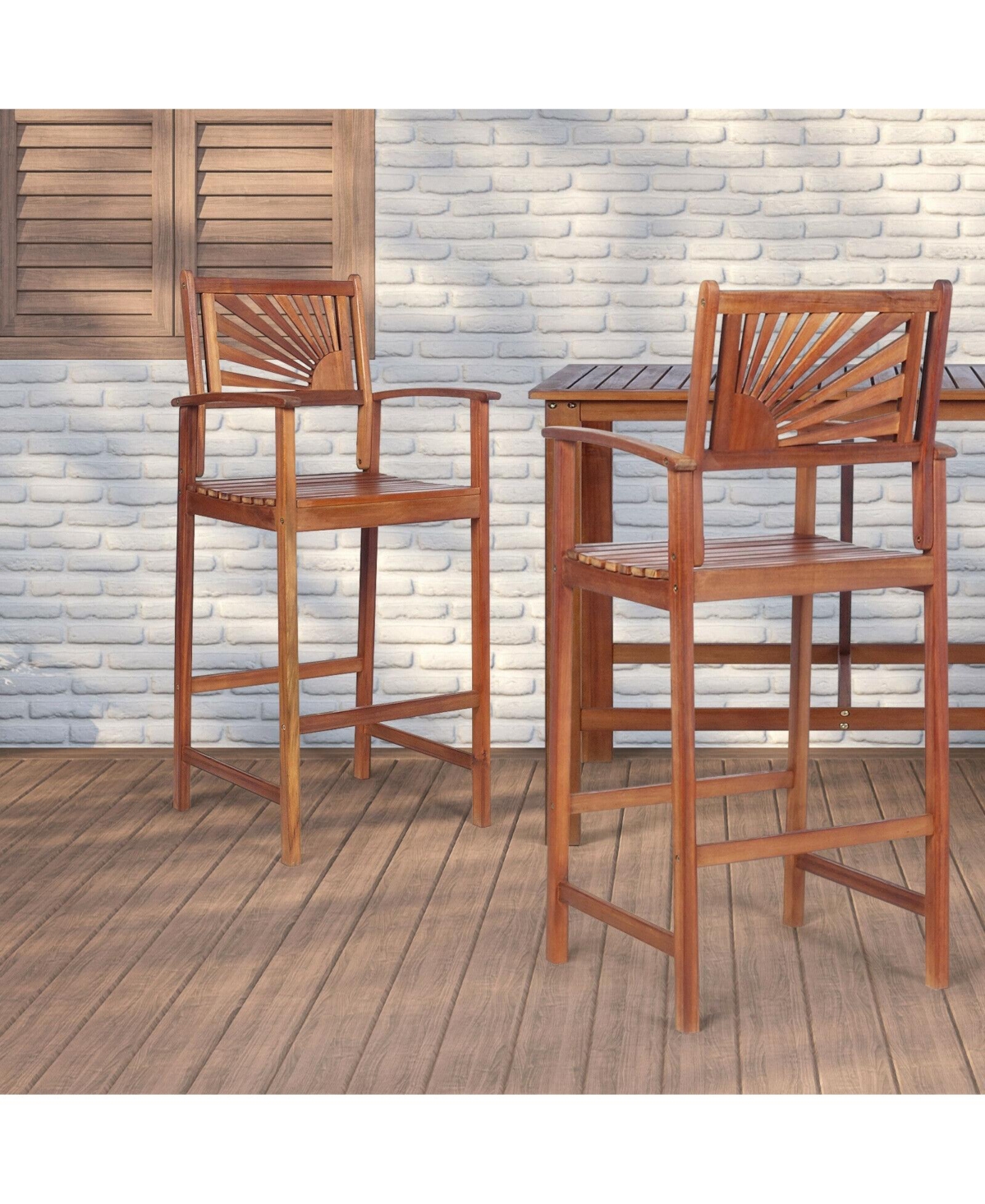 Click here for sumyeg 2-Piece Outdoor Acacia Wood Bar Chairs with... prices