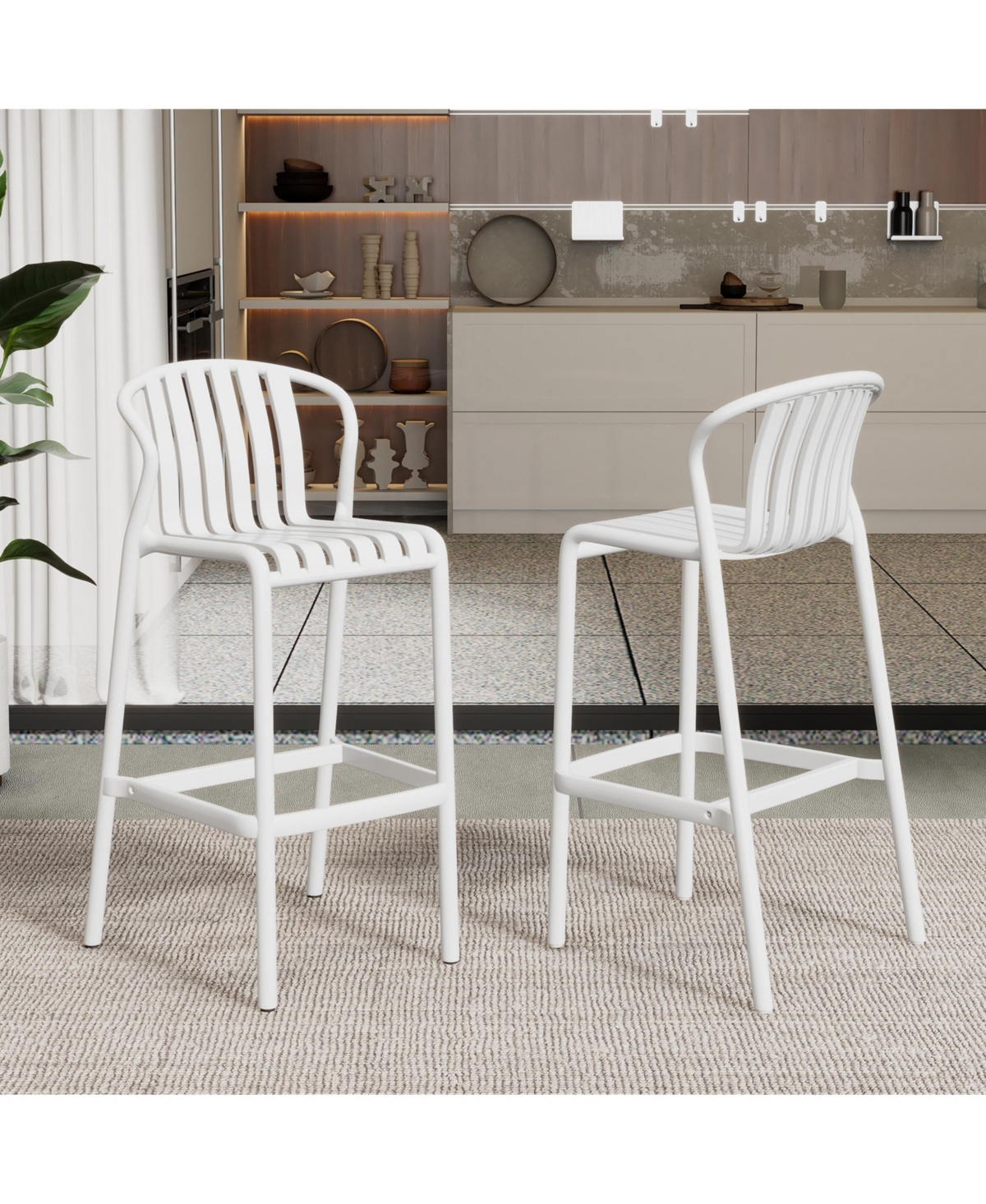 Click here for sumyeg Outdoor Patio Bar Stools Set of 2  Slat Bac... prices