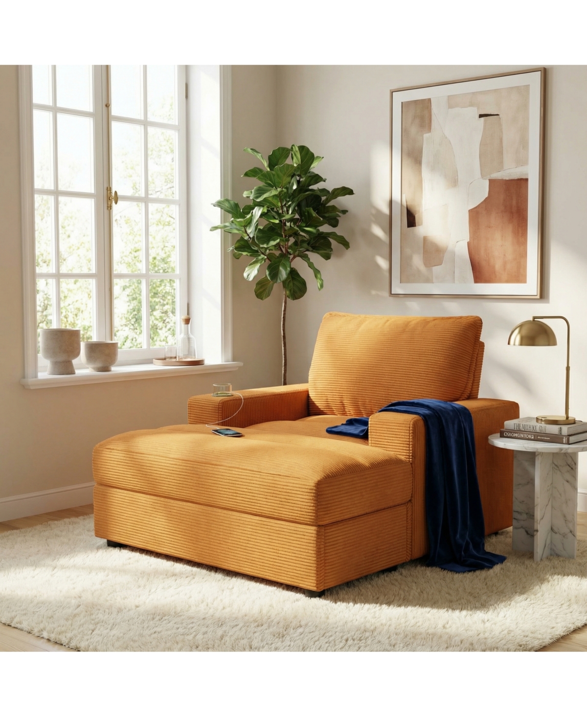 Click here for Rainsken 42.8" Corduroy Sleeper Couch with St... prices