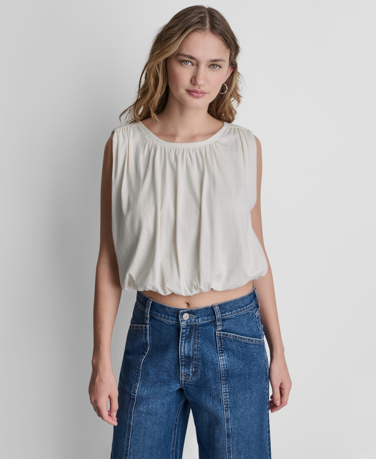 Click here for Dkny Jeans Womens Sleeveless Bubble Top - Eggnog prices