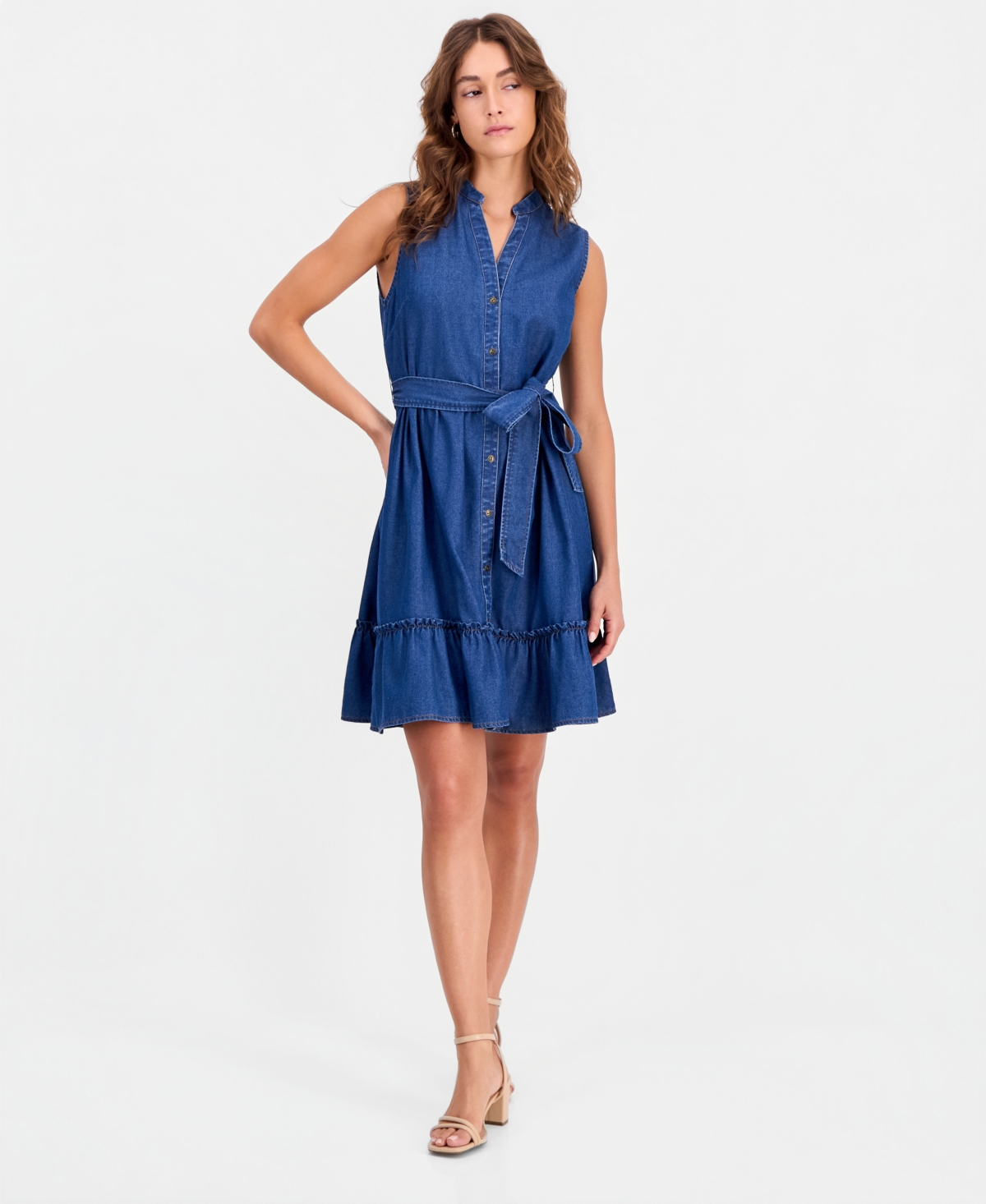Click here for Robbie Bee Womens Sleeveless Tiered Mini Shirtdres... prices