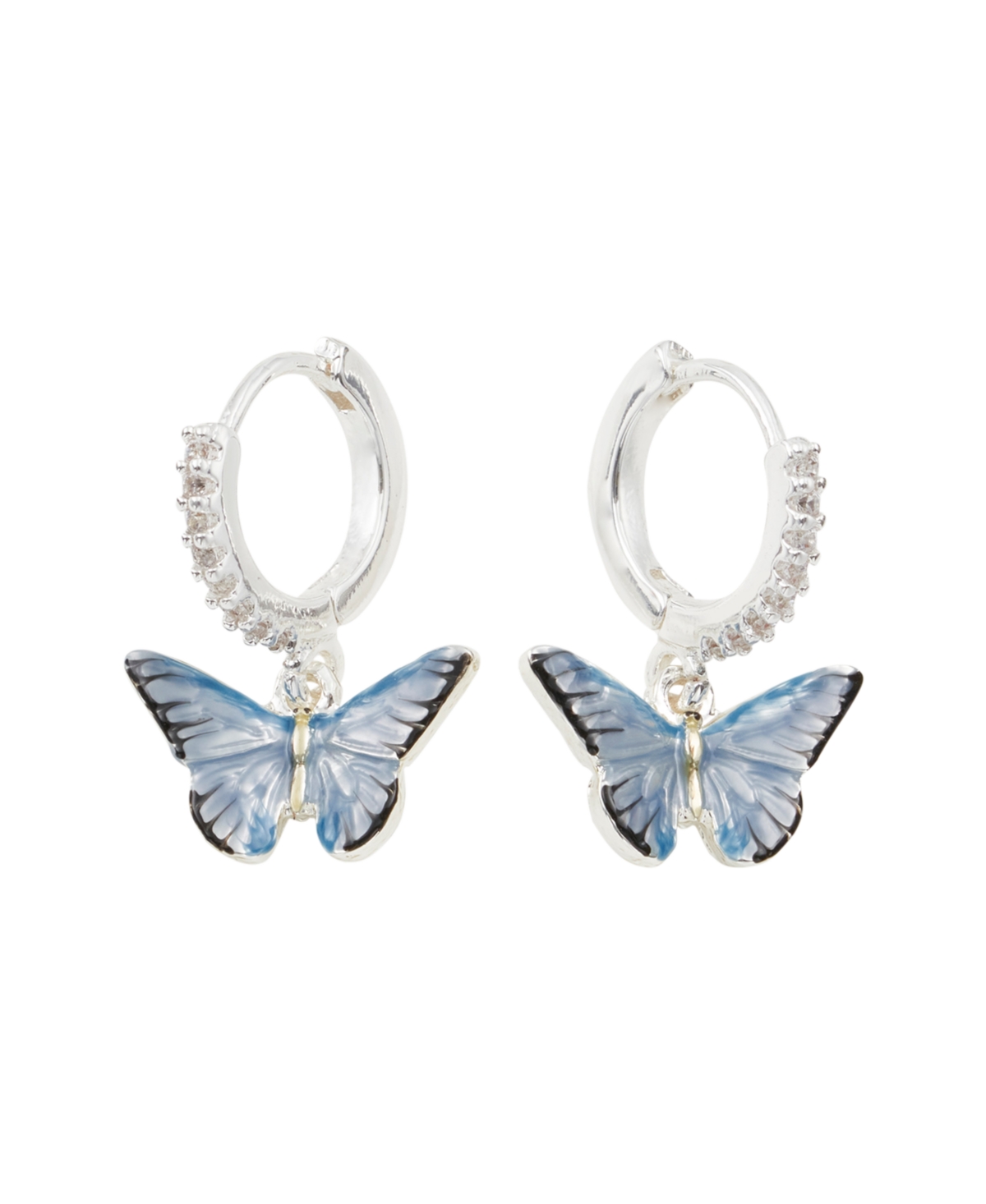 Click here for Fable England Blue Butterfly Earrings Silver - Blu... prices