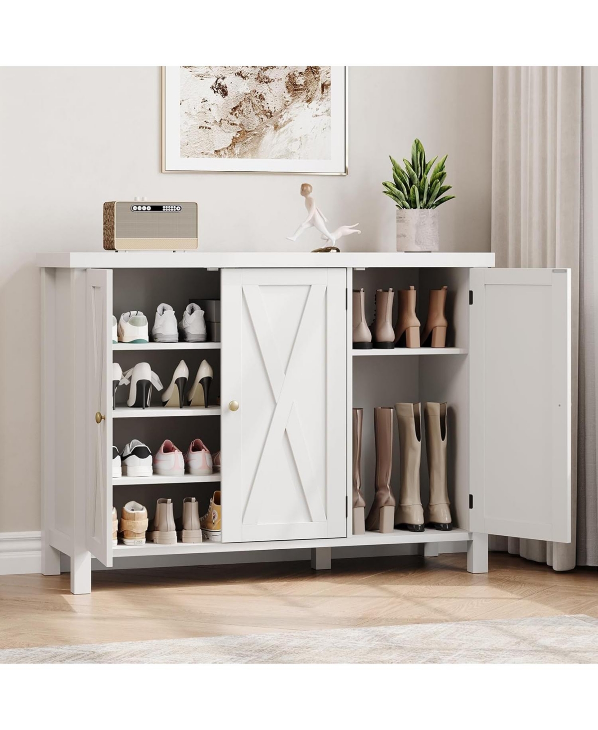 Click here for gaomon 35 Wood Farmhouse 4-Tier Shoe Cabinet prices