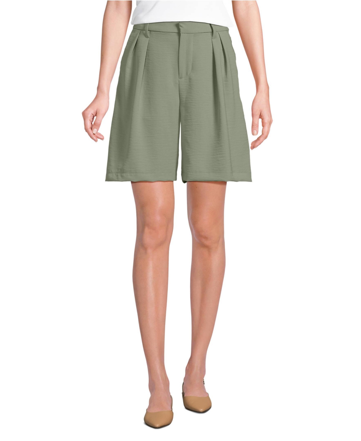 Click here for Lands End Womens Creaseless High Rise 8 Shorts - S... prices