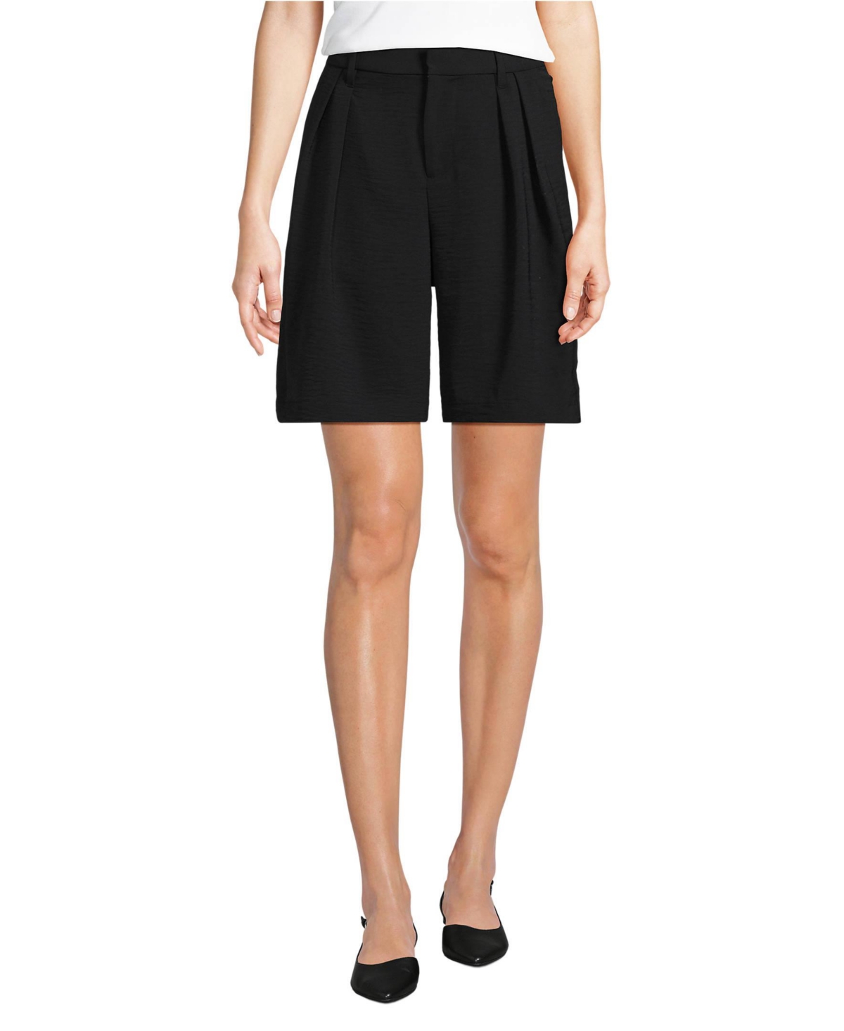 Click here for Lands End Womens Creaseless High Rise 8 Shorts - B... prices