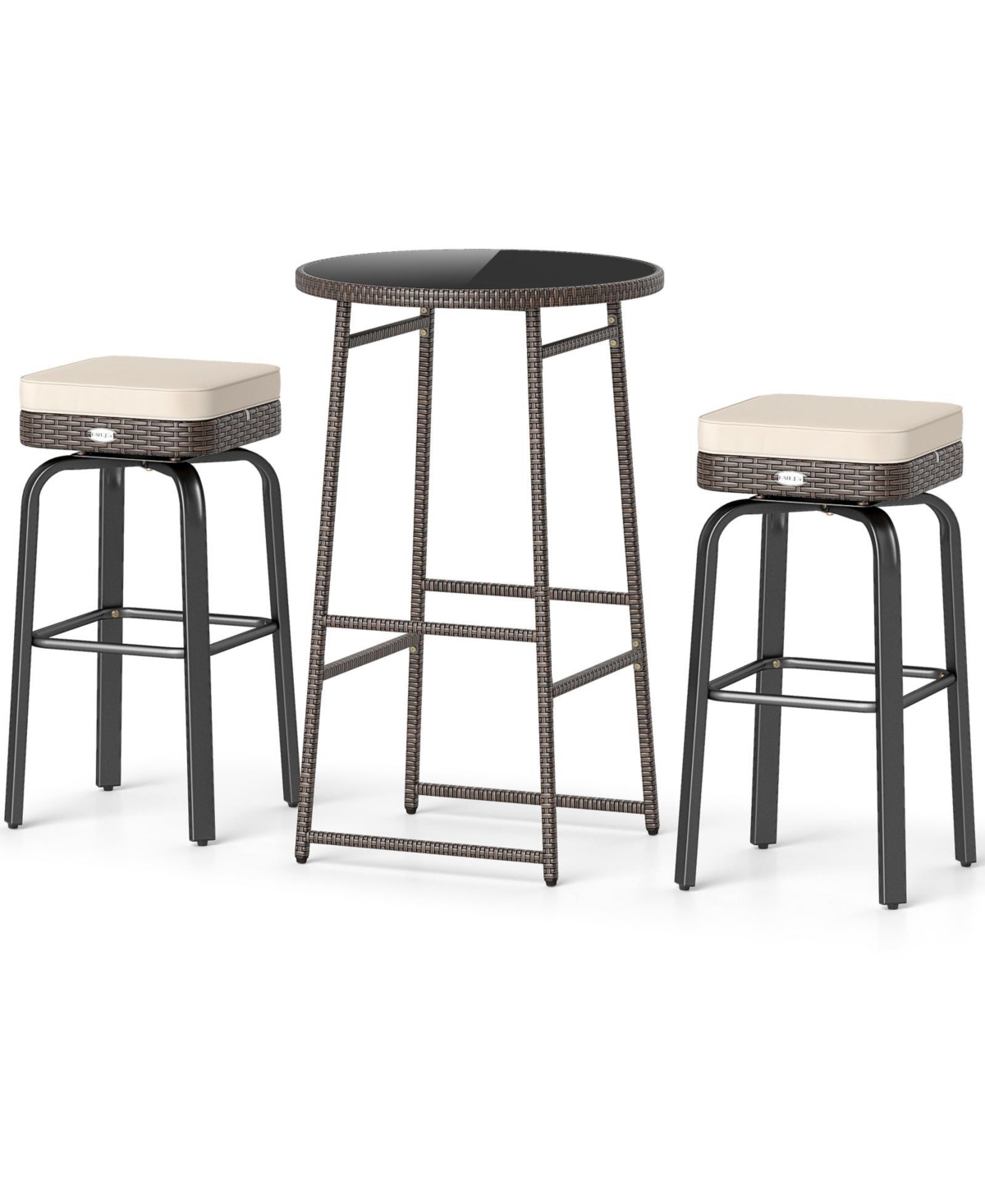 Click here for sumyeg 3-Piece Outdoor Swivel Bar Set with Pe Ratt... prices