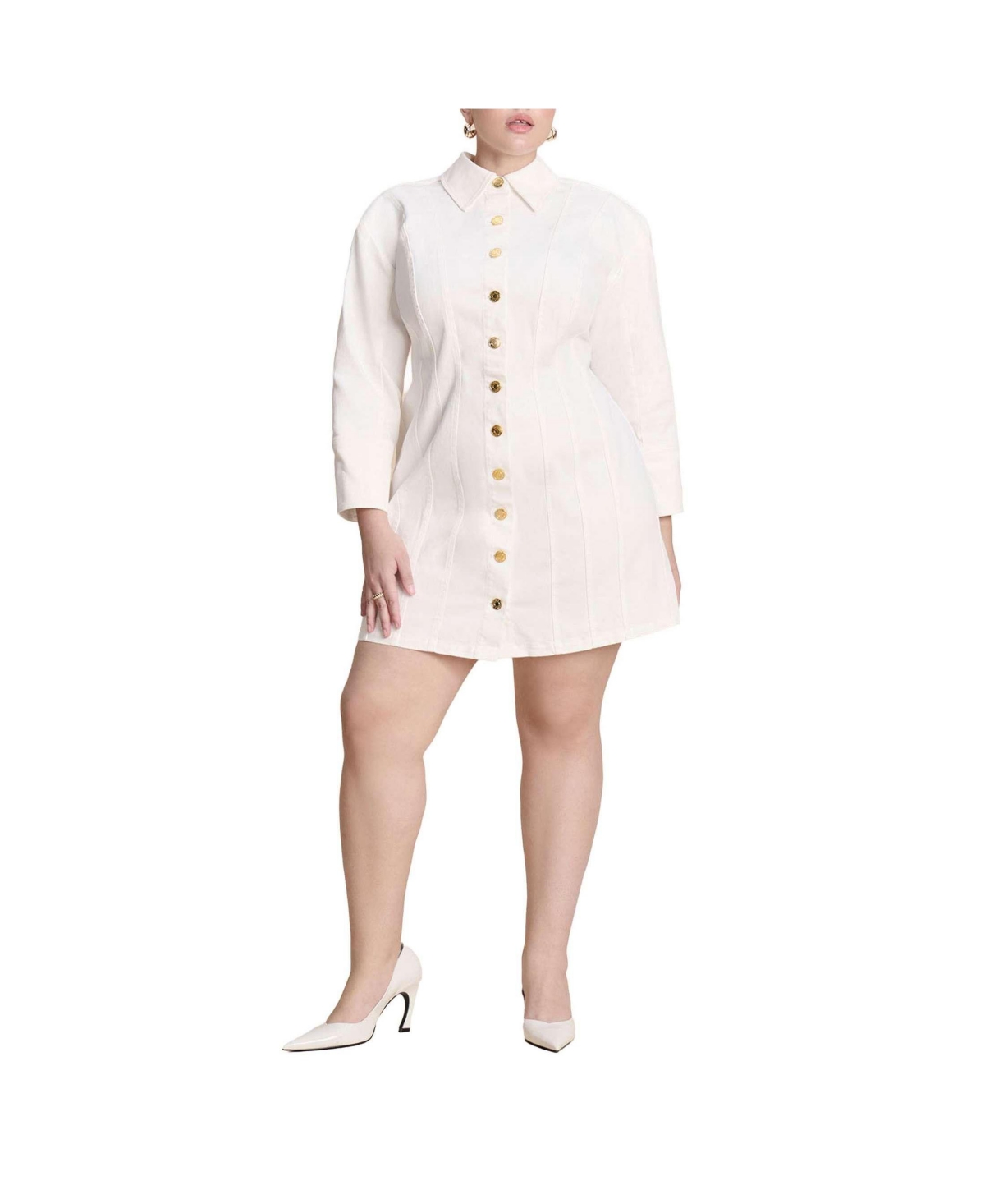 Click here for Eloquii Womens Plus Size Corset Detail Denim Mini... prices