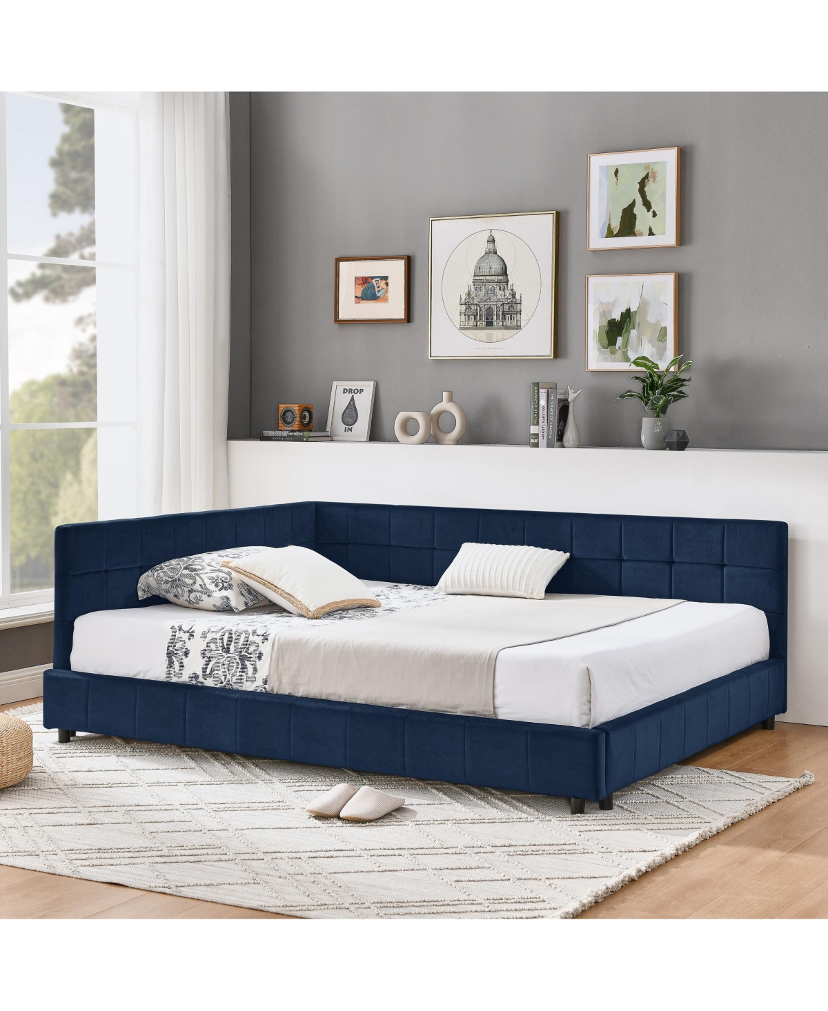 Click here for Flynama Full Size Velvet Tufted Daybed Backrest Ar... prices