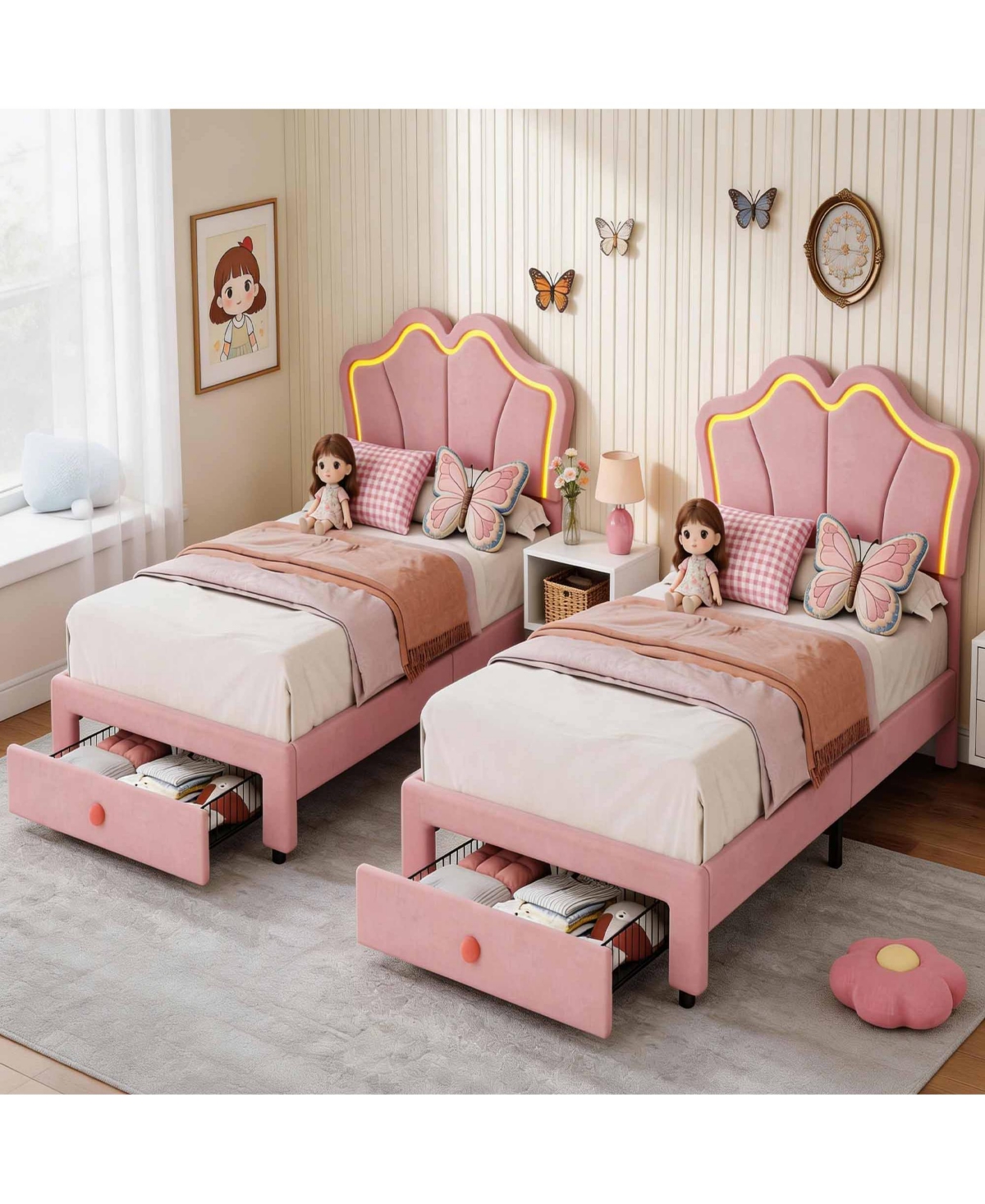 Click here for gaomon Set of 2 Twin Size Velvet Storage Beds with... prices