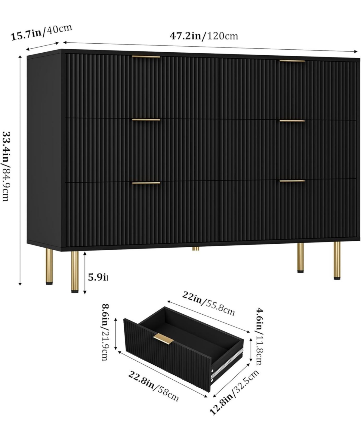 Click here for gaomon 6 Drawer Fluted Dresser Wide Modern Wooden... prices